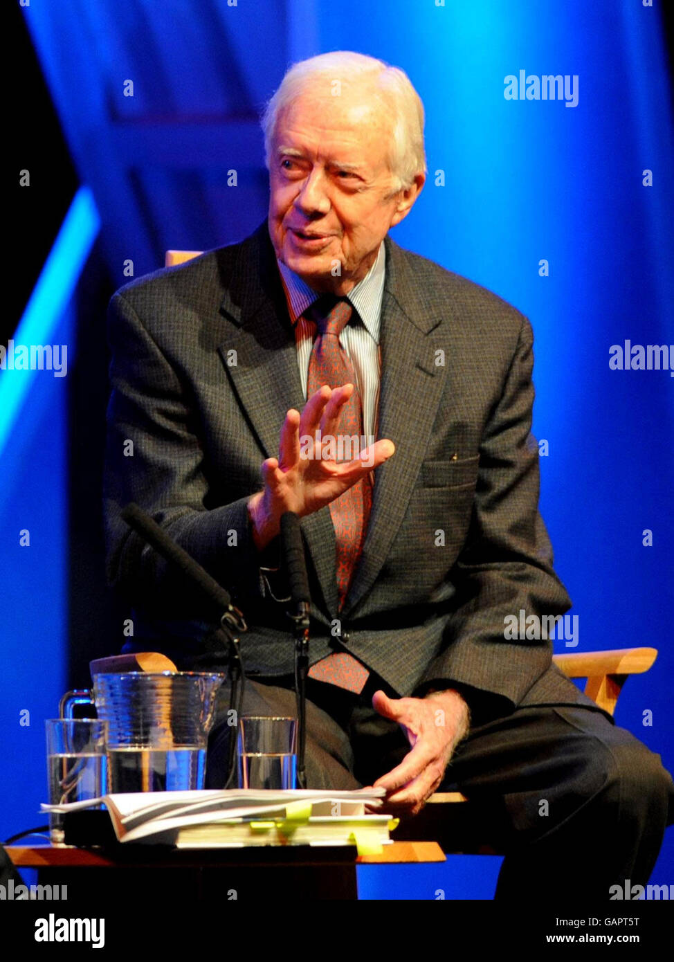 Former us president jimmy carter speaking at the hay festival hi-res ...