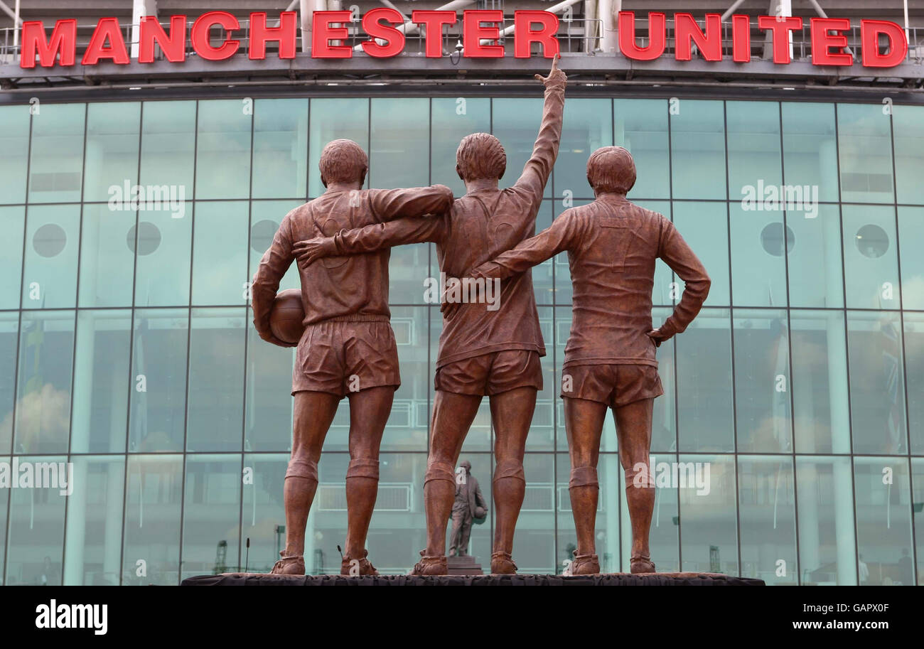 Soccer - George Best, Denis Law And Bobby Charlton Statue Unveiled ...
