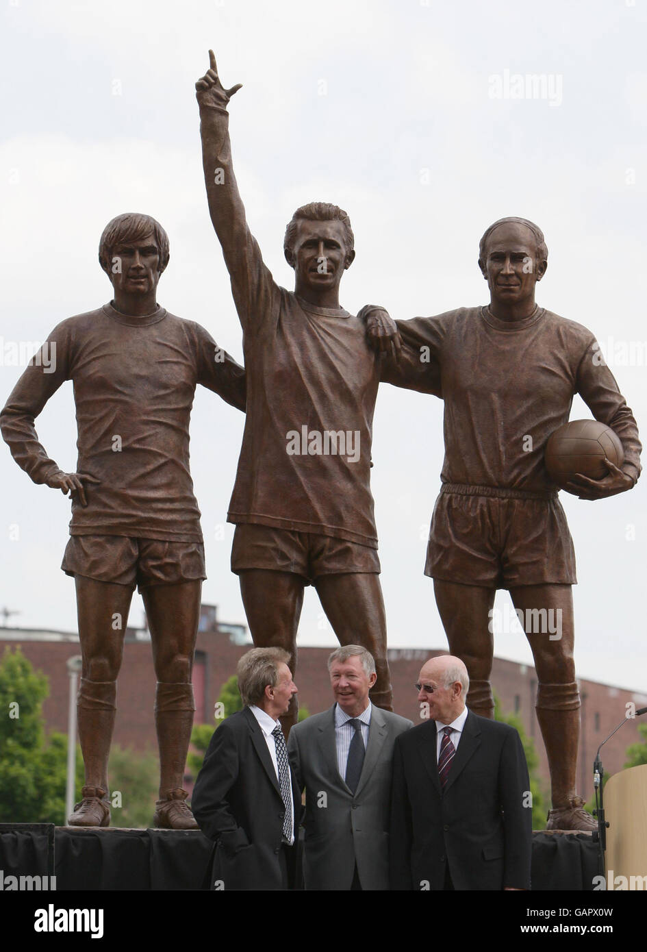 Soccer - George Best, Denis Law And Bobby Charlton Statue Unveiled ...