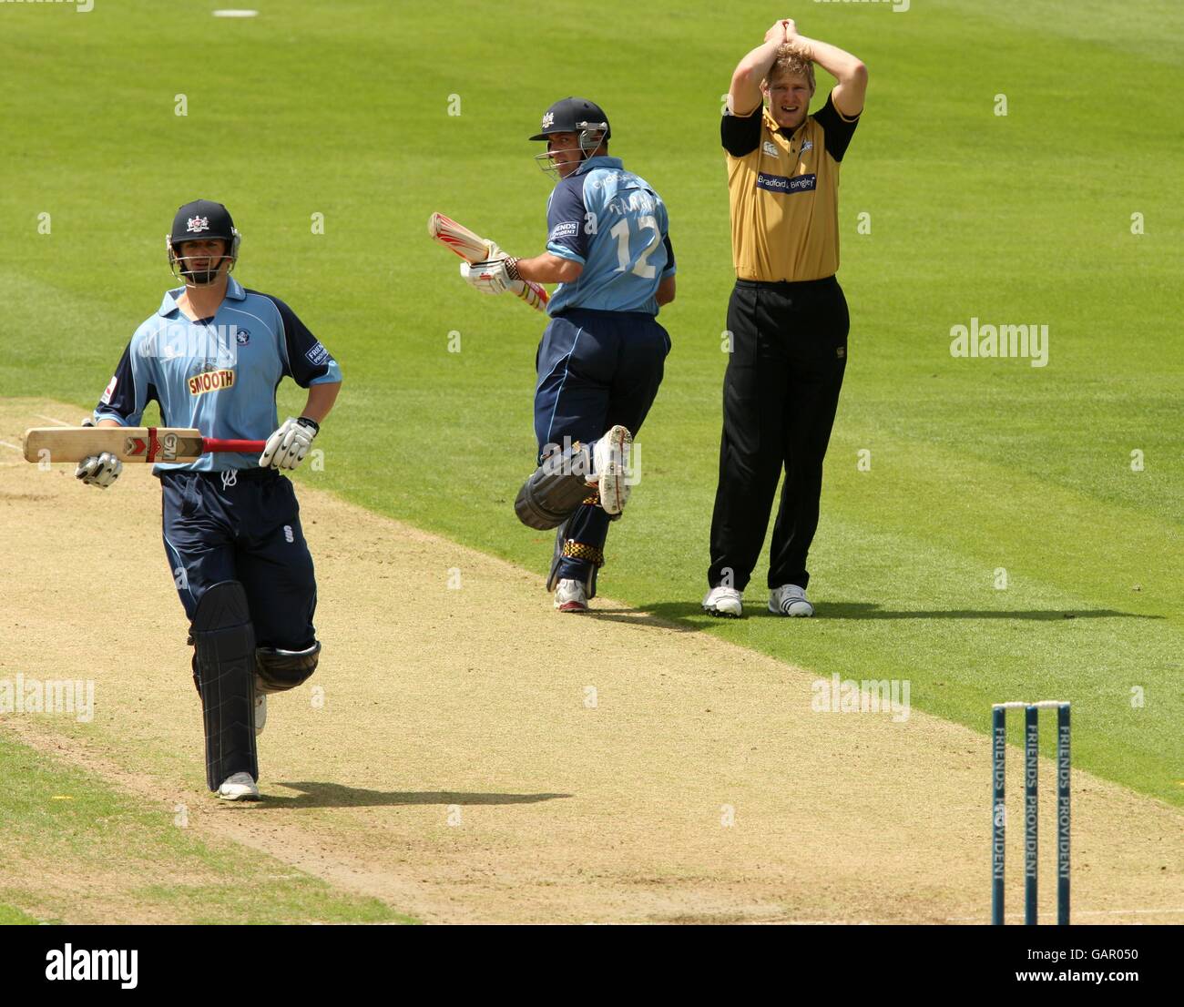 Yorkshire's Matthew Hoggard watches as Gloucestershire's Craig Spearman ...