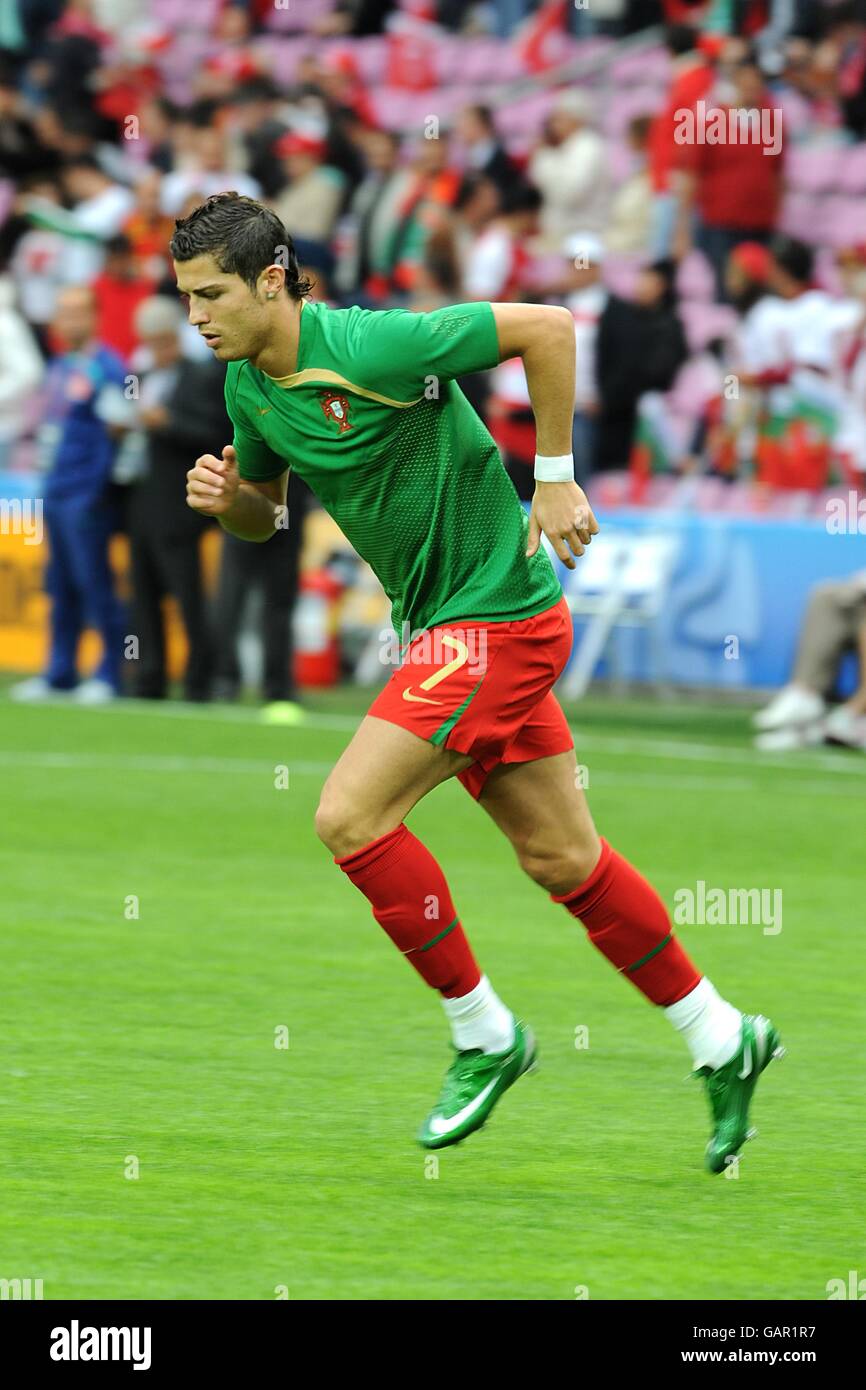 Portugals cristiano ronaldo warms up prior to kick off hi-res stock ...