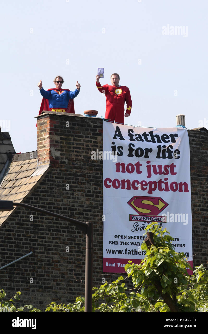 Two Fathers 4 Justice campaigners, dressed as comic book heroes ...