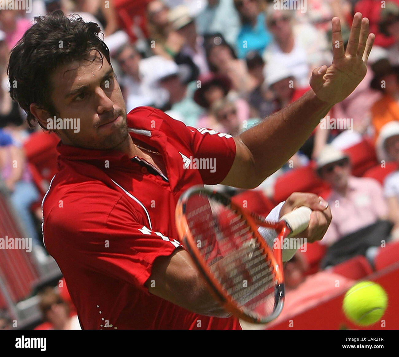 Mario Ancic in action against Nicolas Lapentti during the Artois ...
