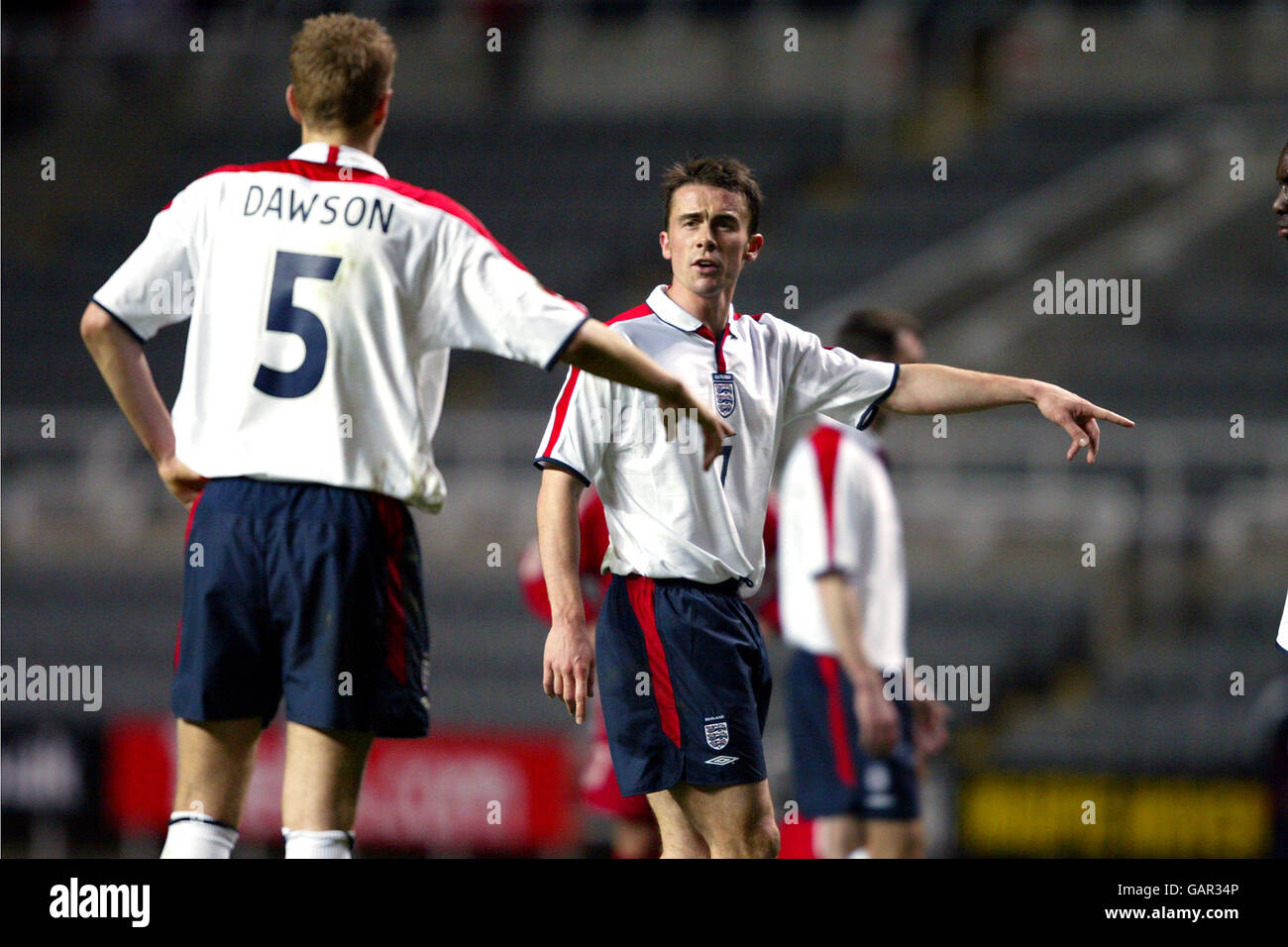 England's David Prutton has words with Michael Dawson Stock Photo - Alamy