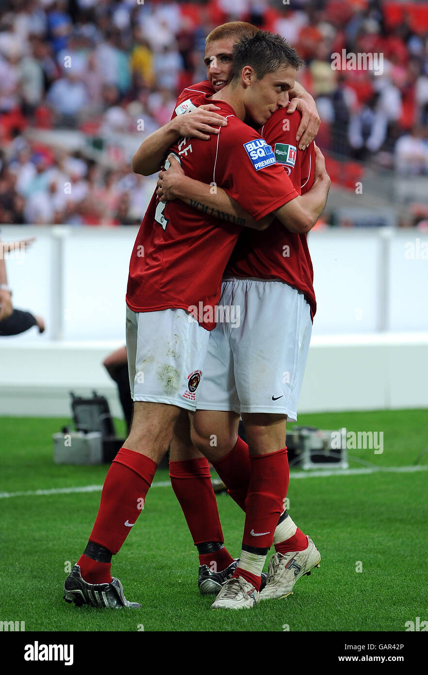 Ebbsfleet United's Chris McPhee (left) and Michael Bostwick celebrate ...