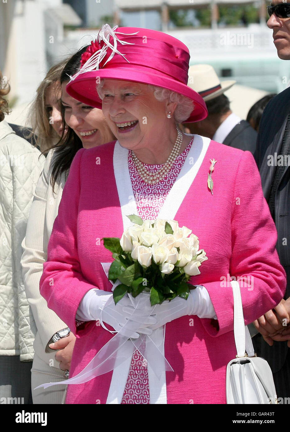 Britain's Queen Elizabeth II during a visit to Kabatas high school in ...