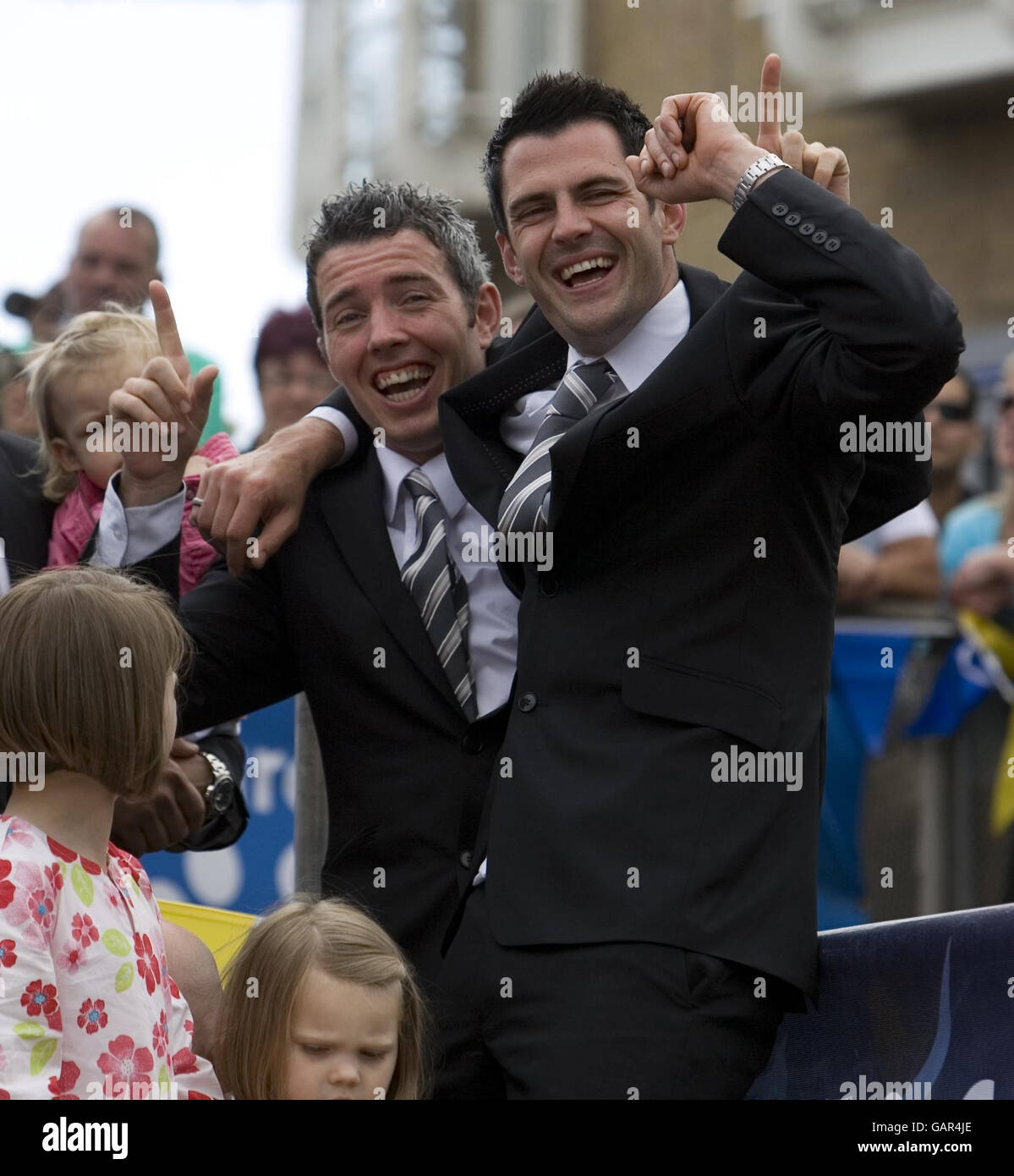 Cardiff City players Kevin McNaughton and Steve Thompson react to the ...