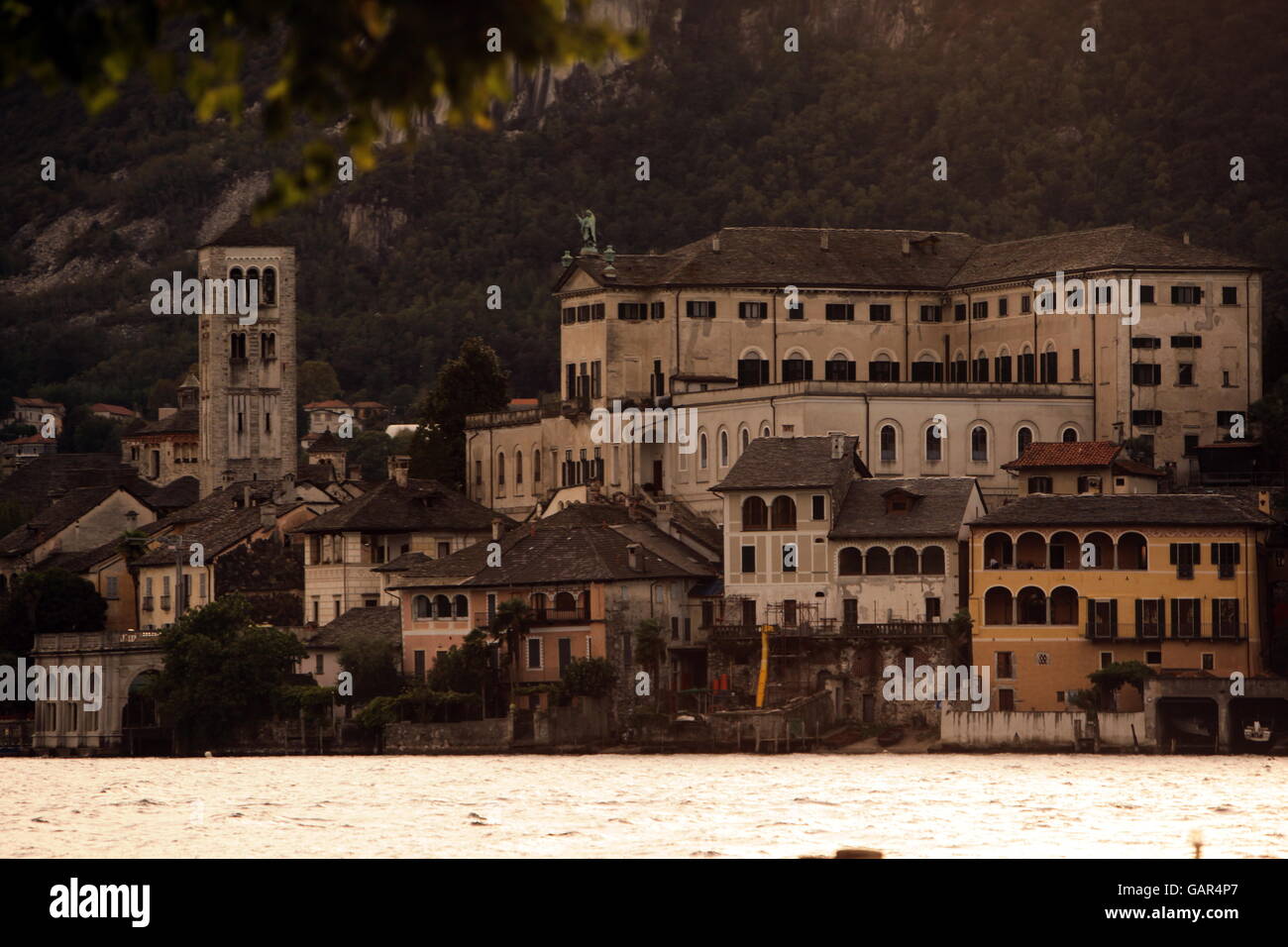 The Isla San Giulio in the Ortasee outside of the Fishingvillage of ...