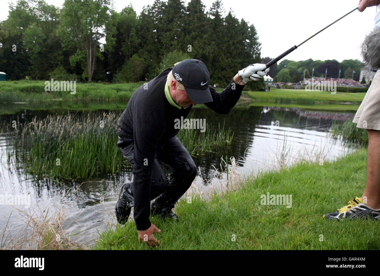 England's Richard Finch is helped out of the water after falling in ...
