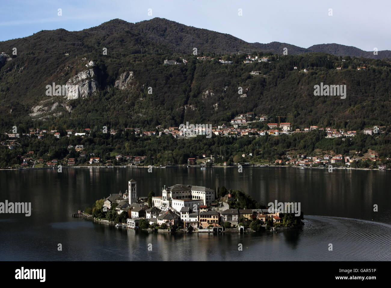 The Isla San Giulio in the Ortasee outside of the Fishingvillage of ...