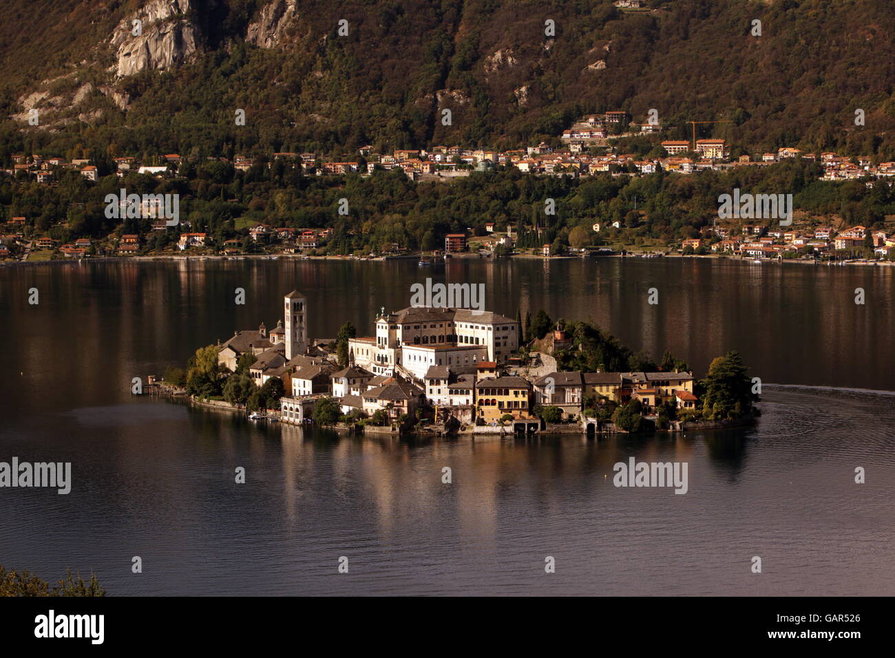 The Isla San Giulio in the Ortasee outside of the Fishingvillage of ...