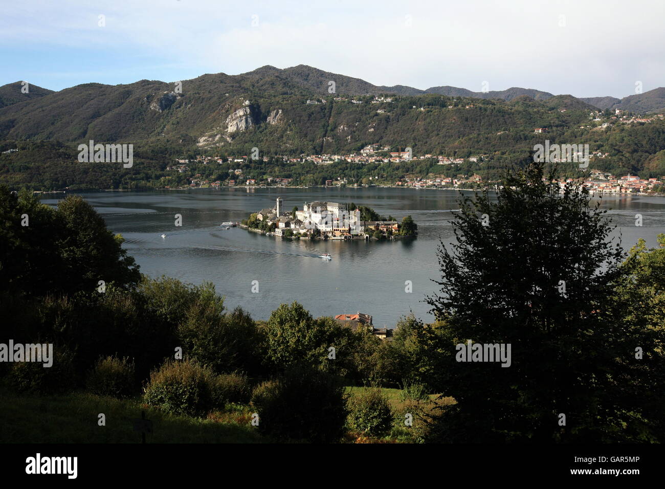The Isla San Giulio in the Ortasee outside of the Fishingvillage of ...
