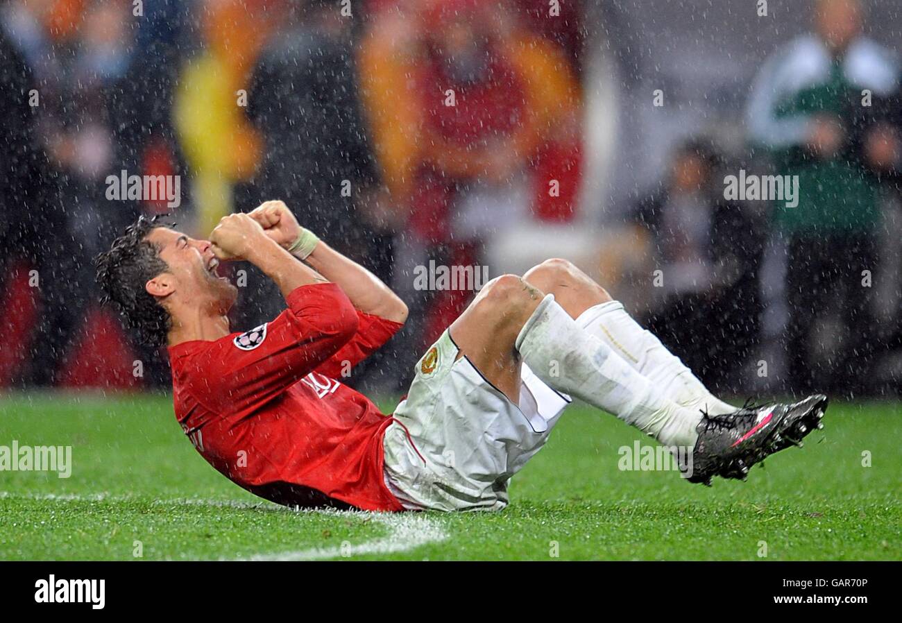 Manchester United's Cristiano Ronaldo celebrates after winning the UEFA ...