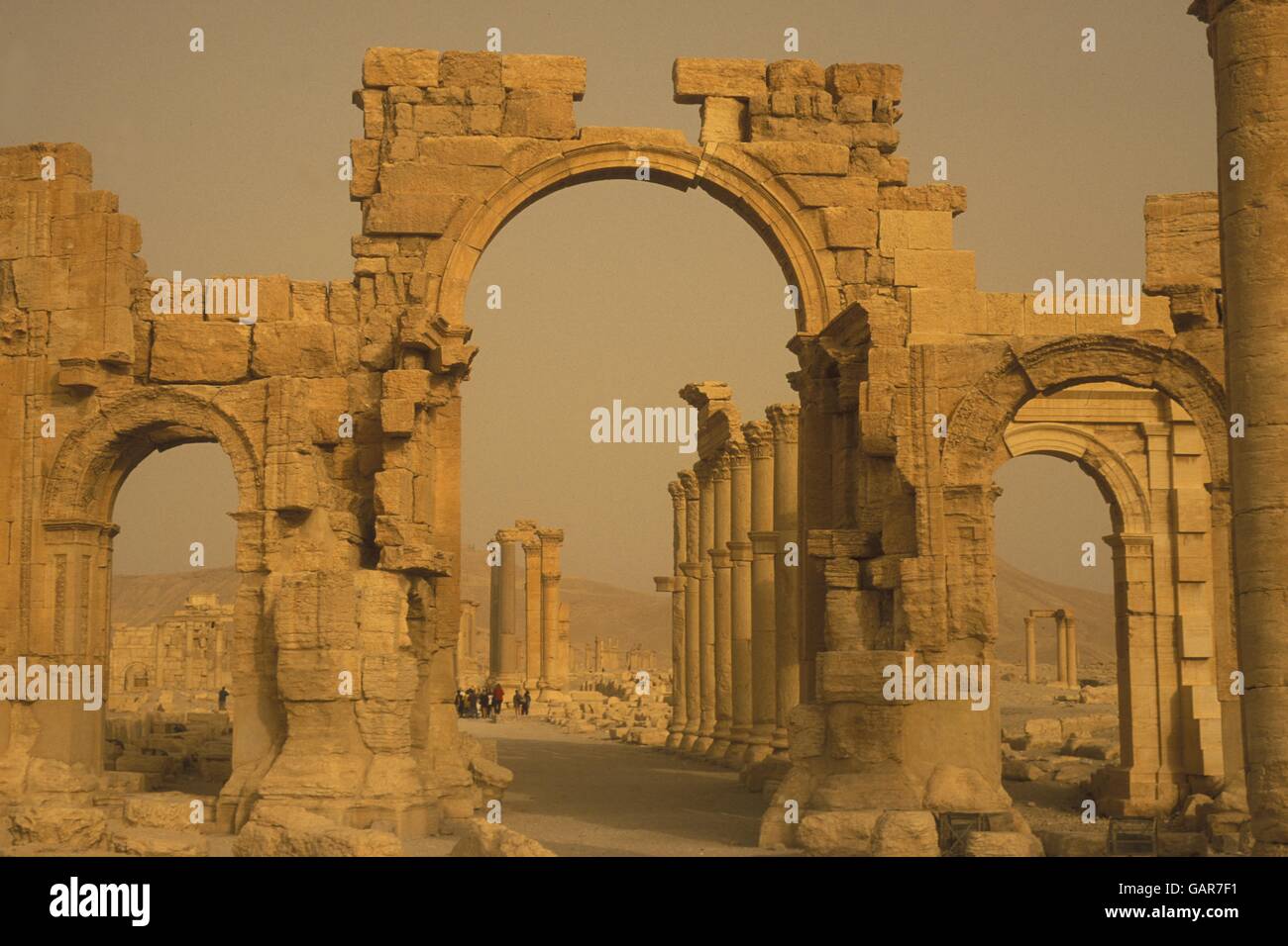 the Roman Ruins of Palmyra in Palmyra in the east of Syria Stock Photo ...