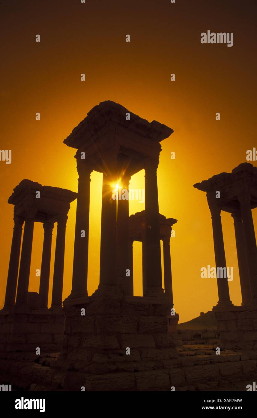 the Roman Ruins of Palmyra in Palmyra in the east of Syria Stock Photo ...