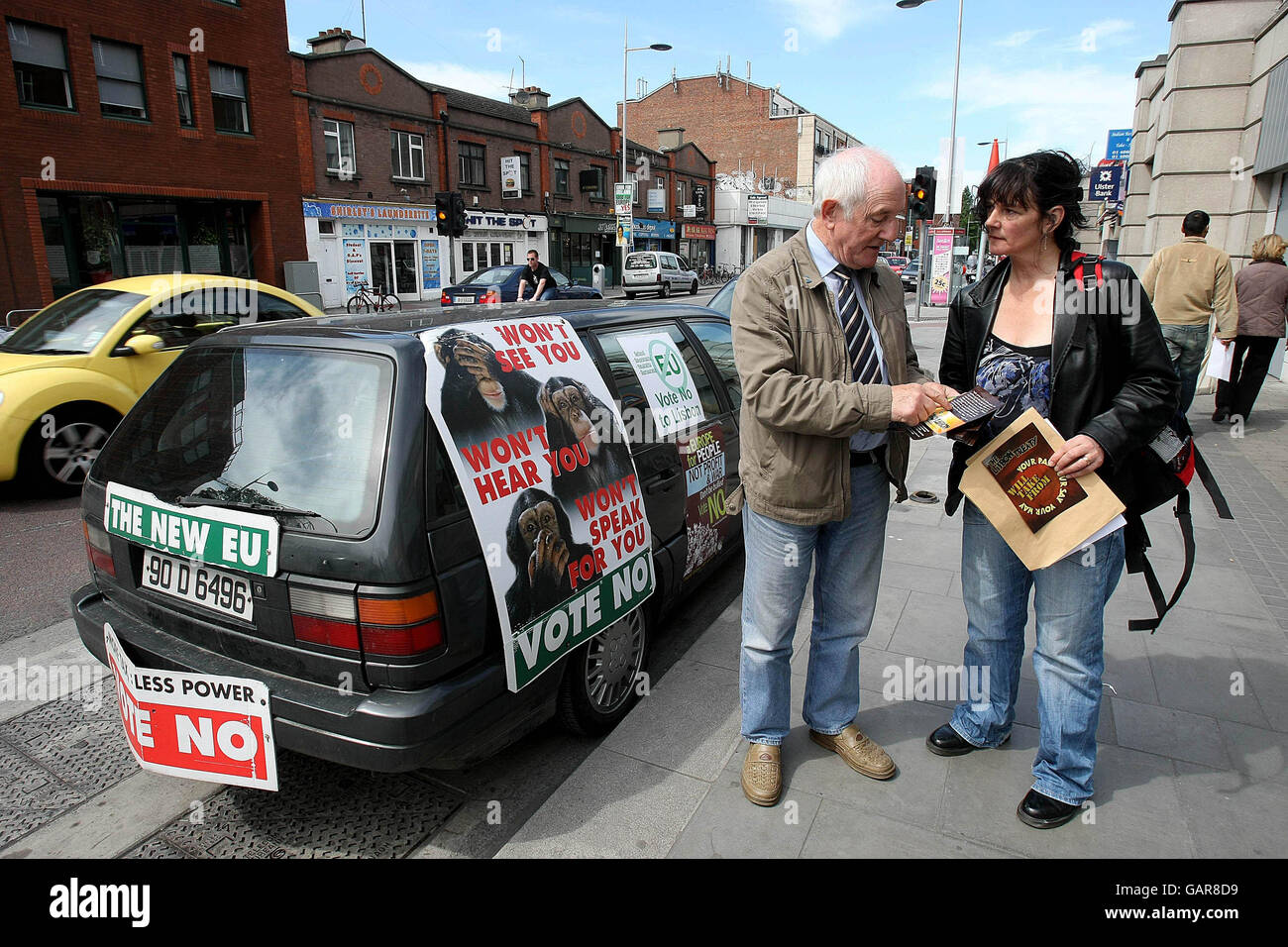 Veteran activist Richard Behal handing out "No to Lisbon Leaflets" in ...