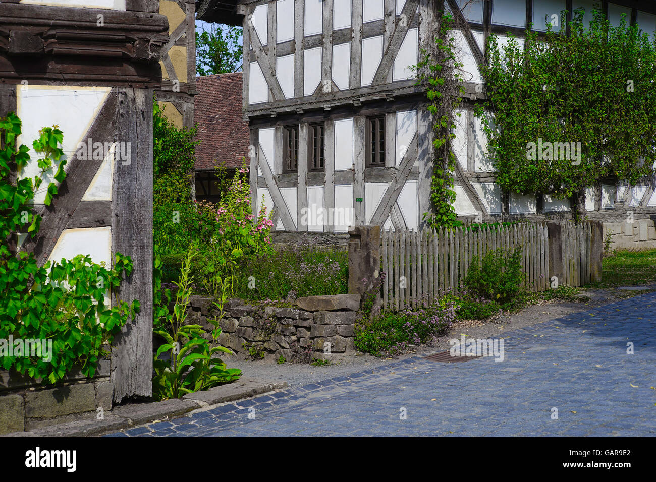 Old street old house old garden Stock Photo - Alamy