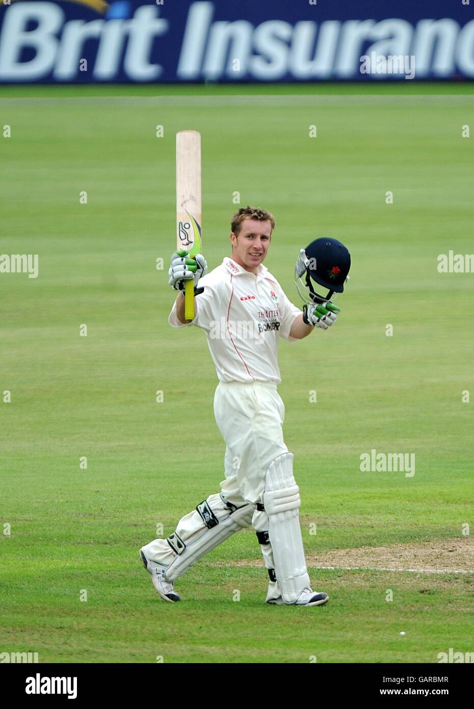 Lancashire's Steven Croft celebrates making his century Stock Photo - Alamy