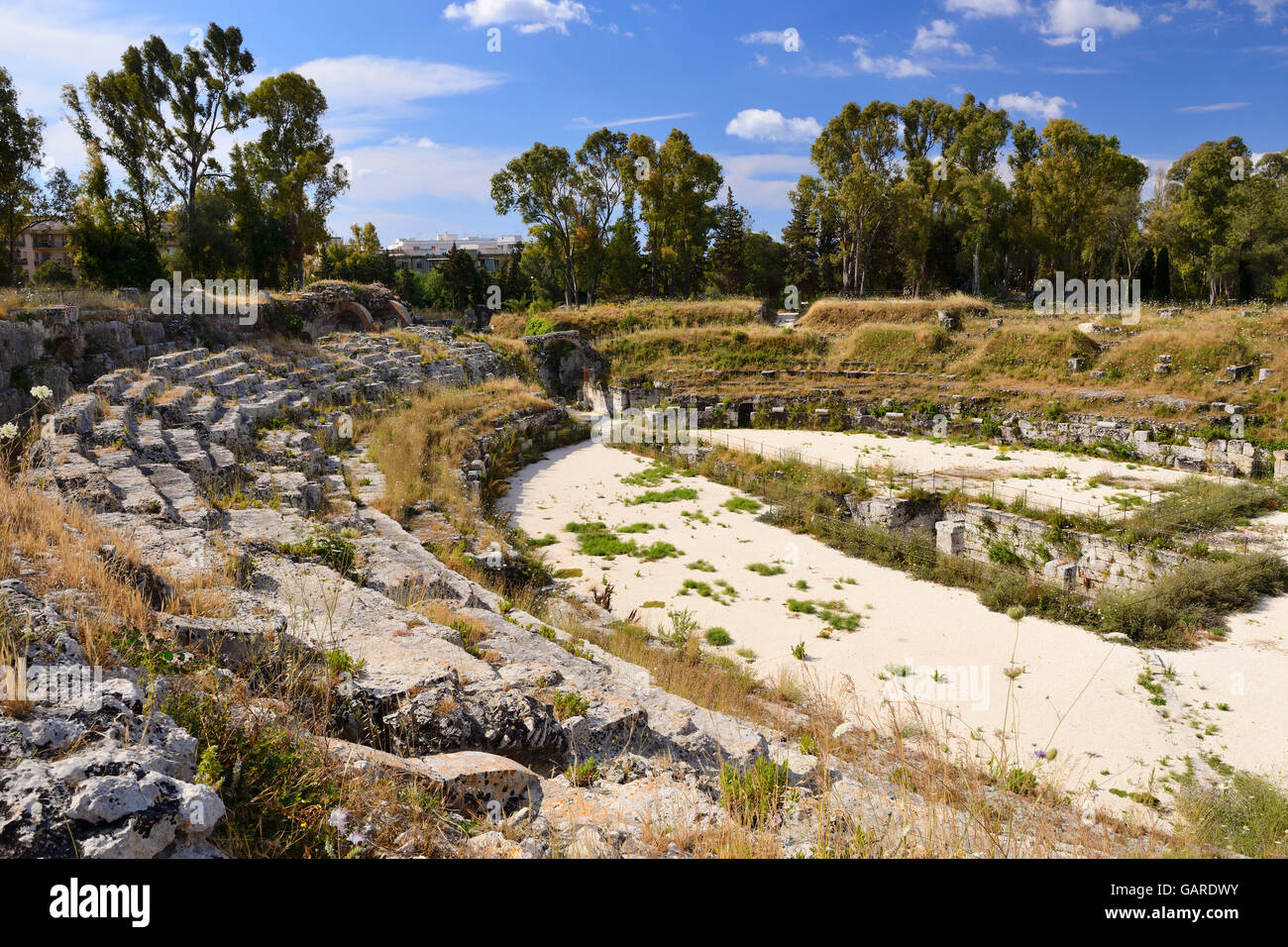 Roman Amphitheatre in Neapolis Archaeological Zone, Syracuse, Sicily ...