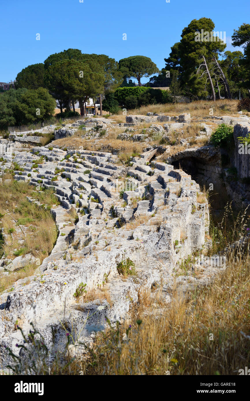 Roman Amphitheatre in Neapolis Archaeological Zone, Syracuse, Sicily ...
