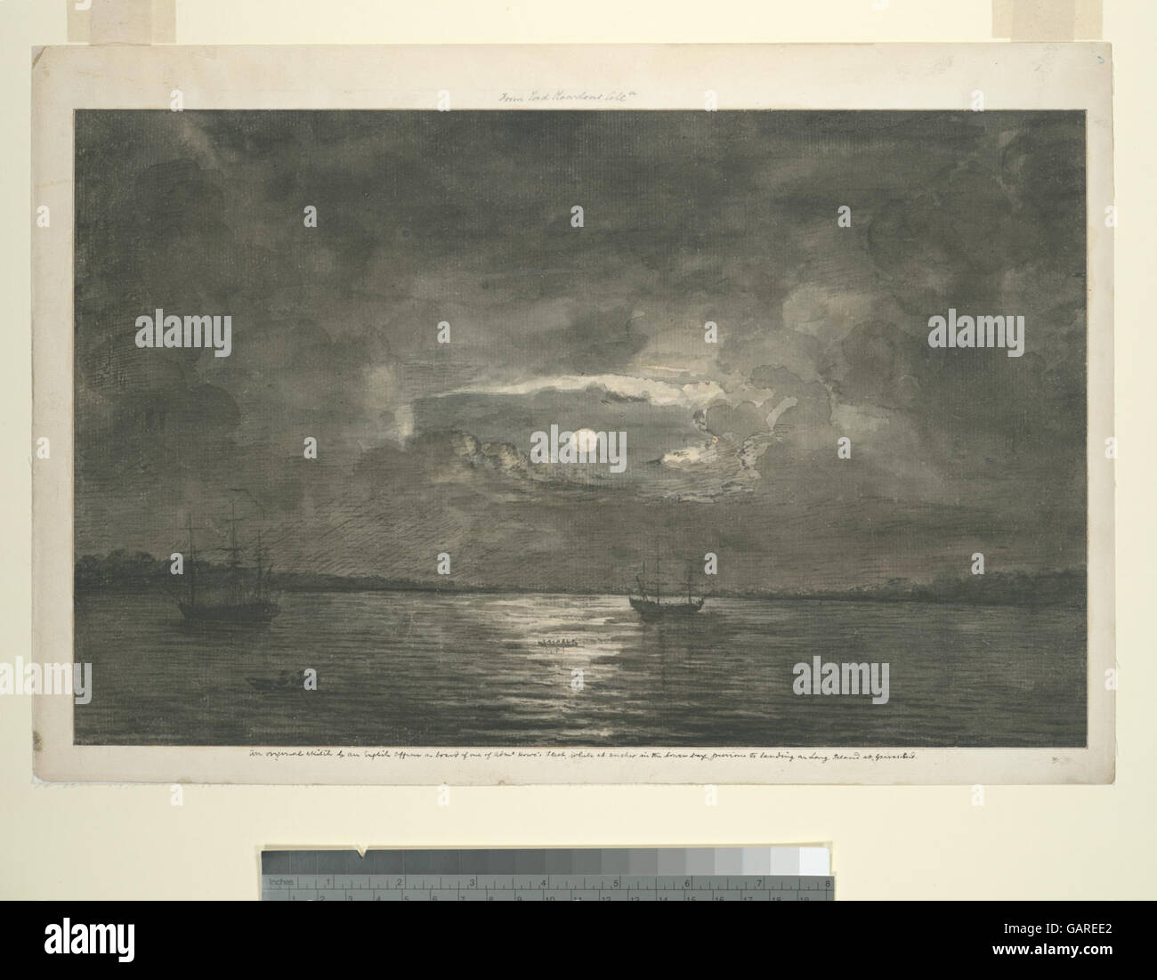 This sketch depicts an English officer’s view aboard Admiral Howe's ...