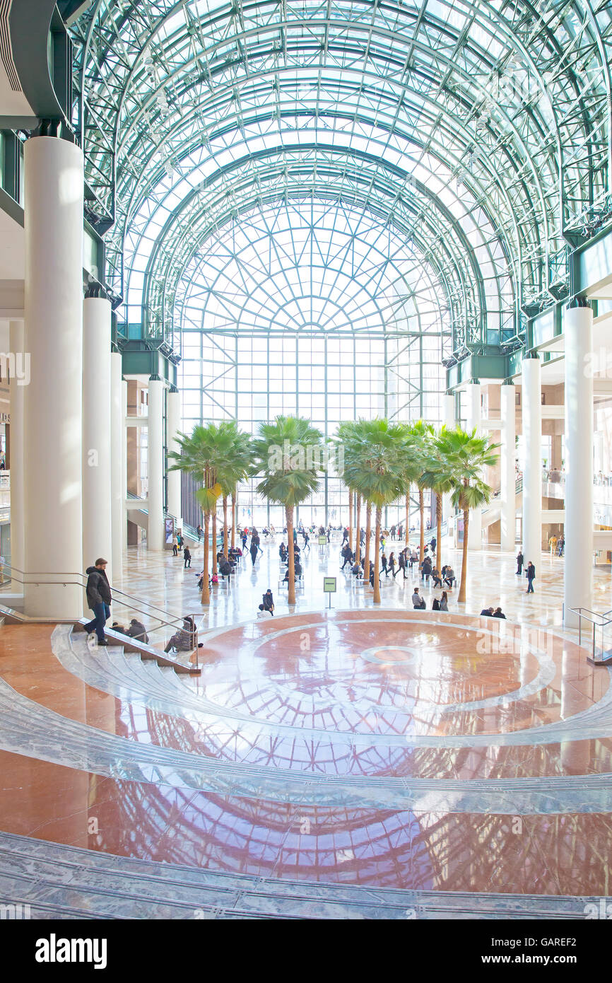New York, USA - March 14, 2016. The Winter Garden, Brookfield Place ...