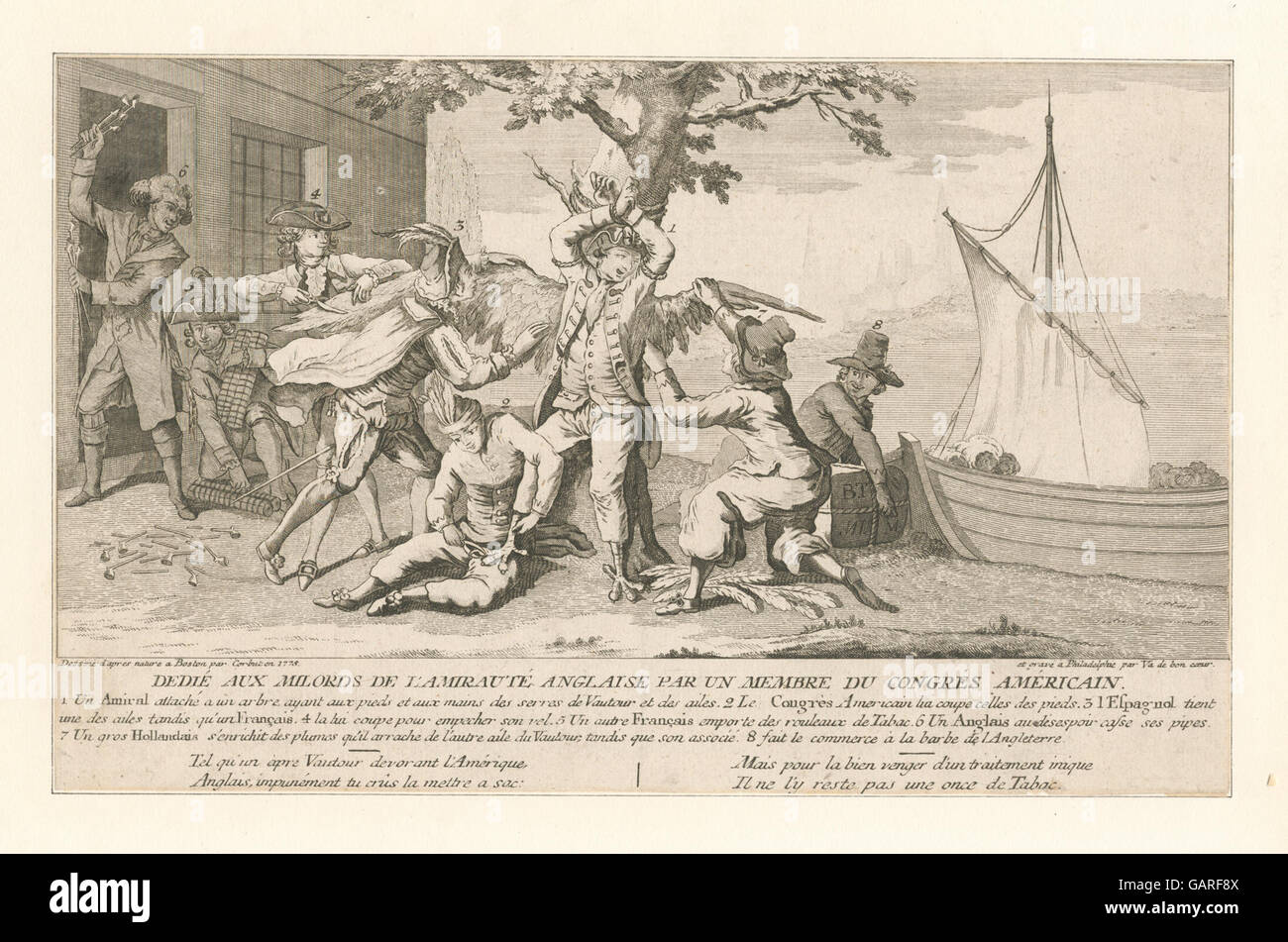 This artwork or reference likely depicts the Franco-American Alliance ...