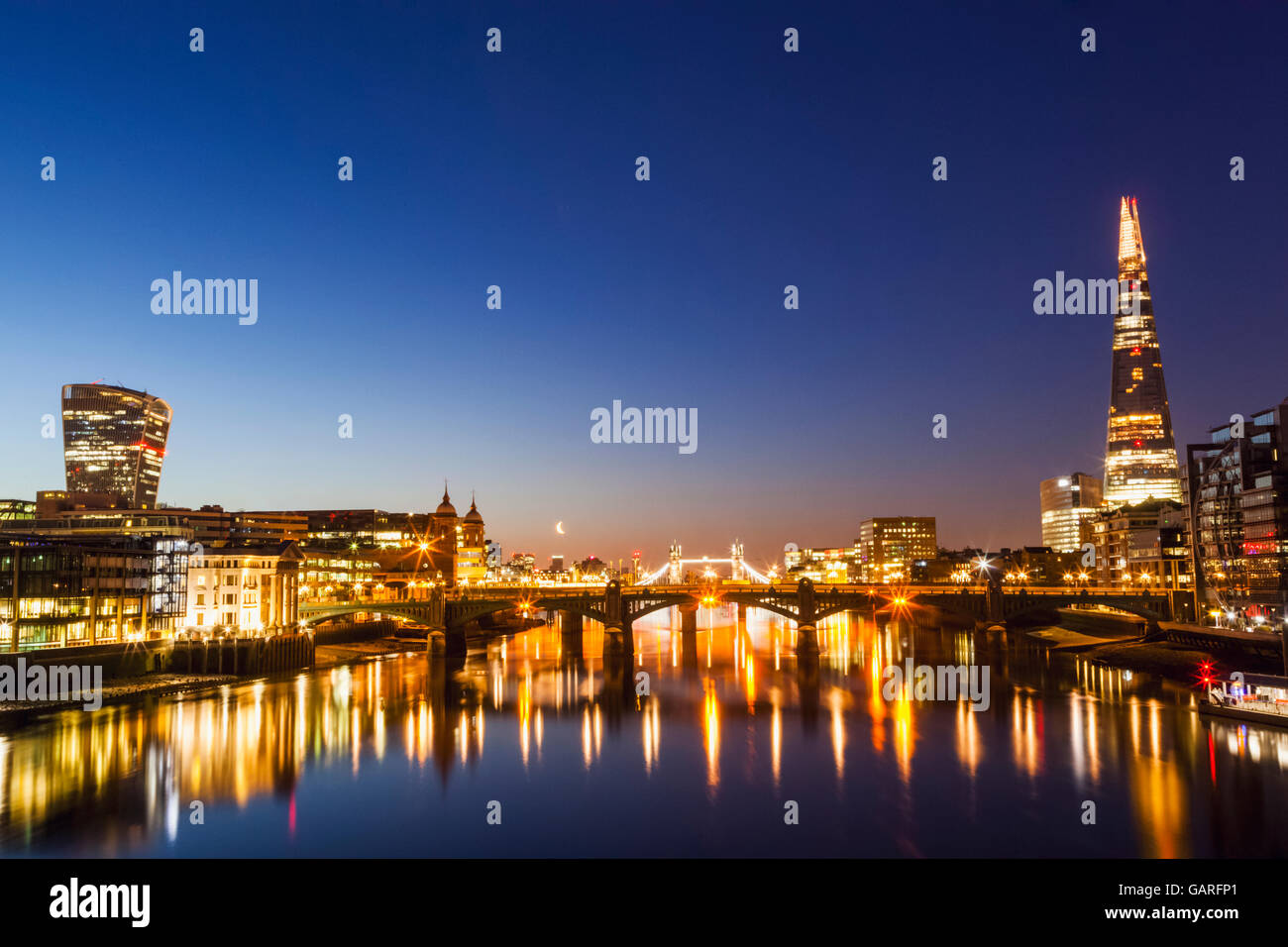 England, London, Thames River and London Skyline at Dawn Stock Photo ...