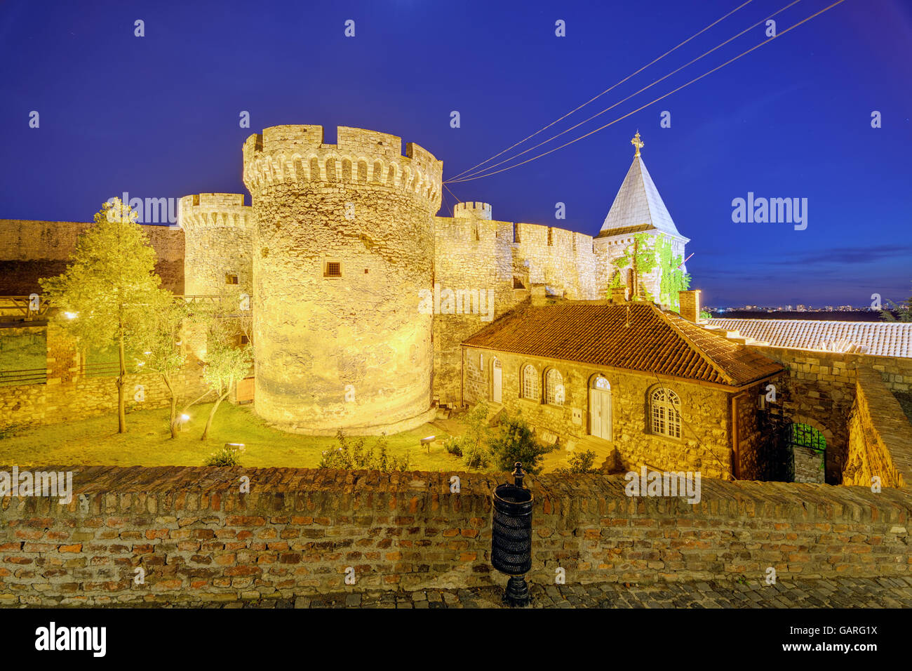 Belgrade fortress and panorama view at night, Belgrade Serbia Stock ...