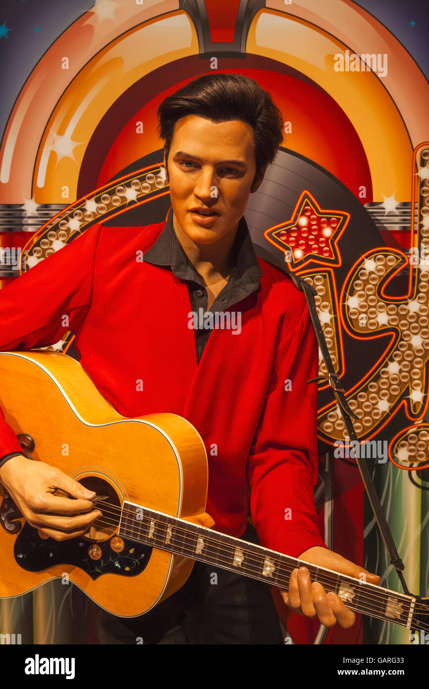 England, London, Madame Tussauds, Wax Figure of Elvis Presley Stock ...