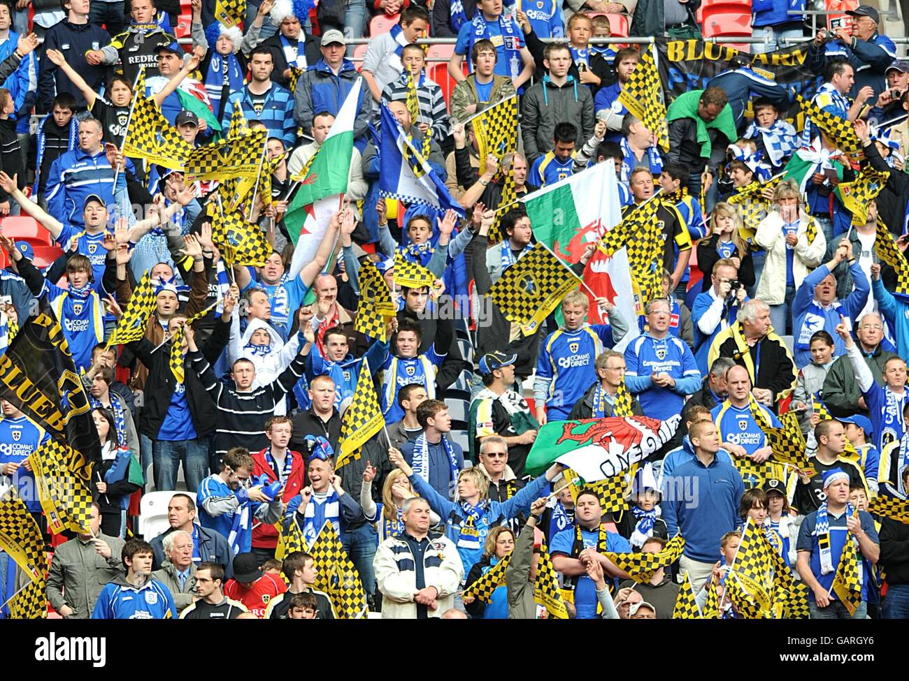Cardiff city fans show support in stands hi-res stock photography and ...
