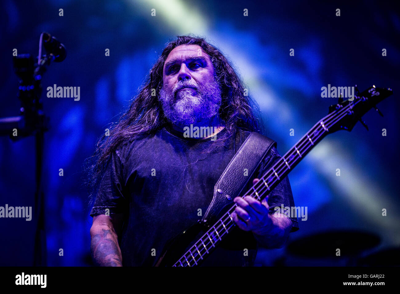 Milan, Italy. 04th July, 2016. Tom Araya of Slayer performs live at ...