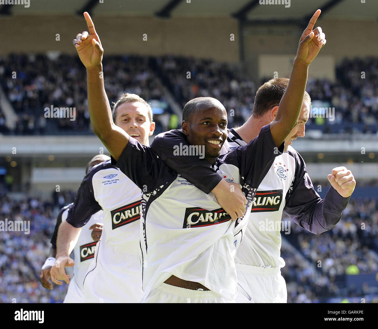 Soccer rangers half length mid celebrating mangsb hi-res stock ...