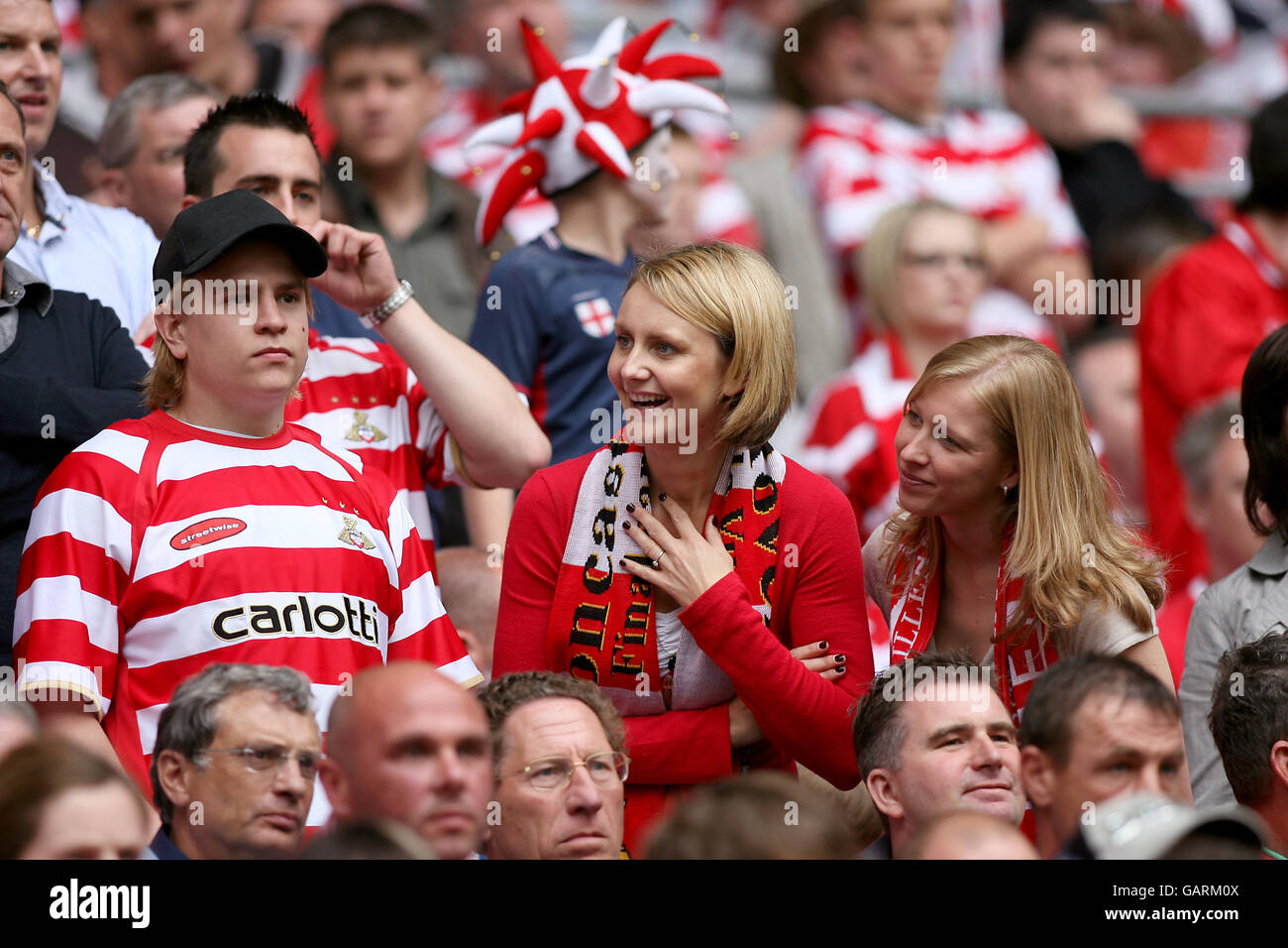 Doncaster rovers fans in the stands at wembley hi-res stock photography ...