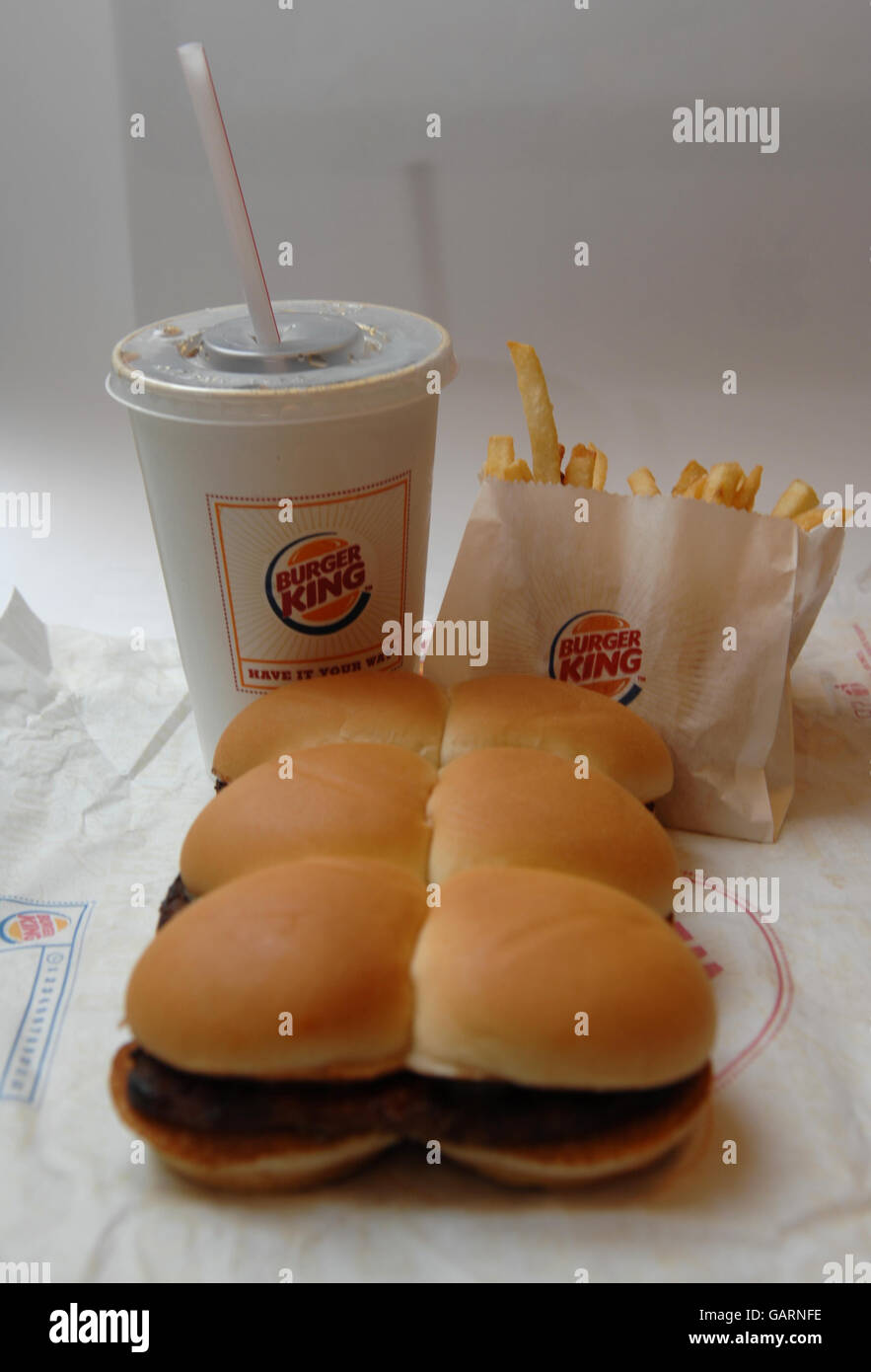 The BK Angus 6 pack burger, fries and medium Coca-Cola soft drink made ...