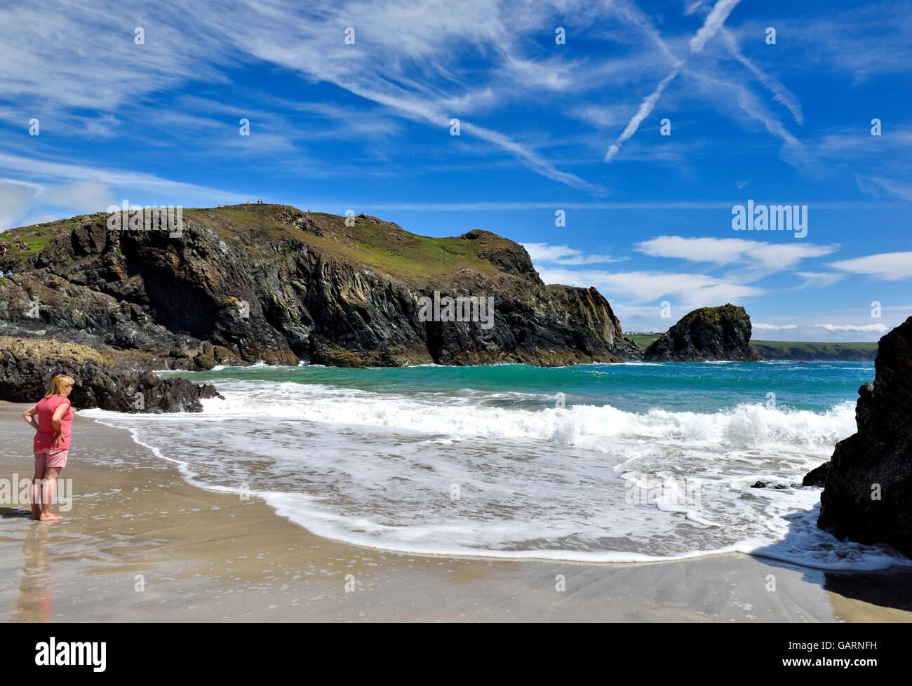 Kynance Cove beach on the Lizard Peninsula Cornwall England UK Stock ...