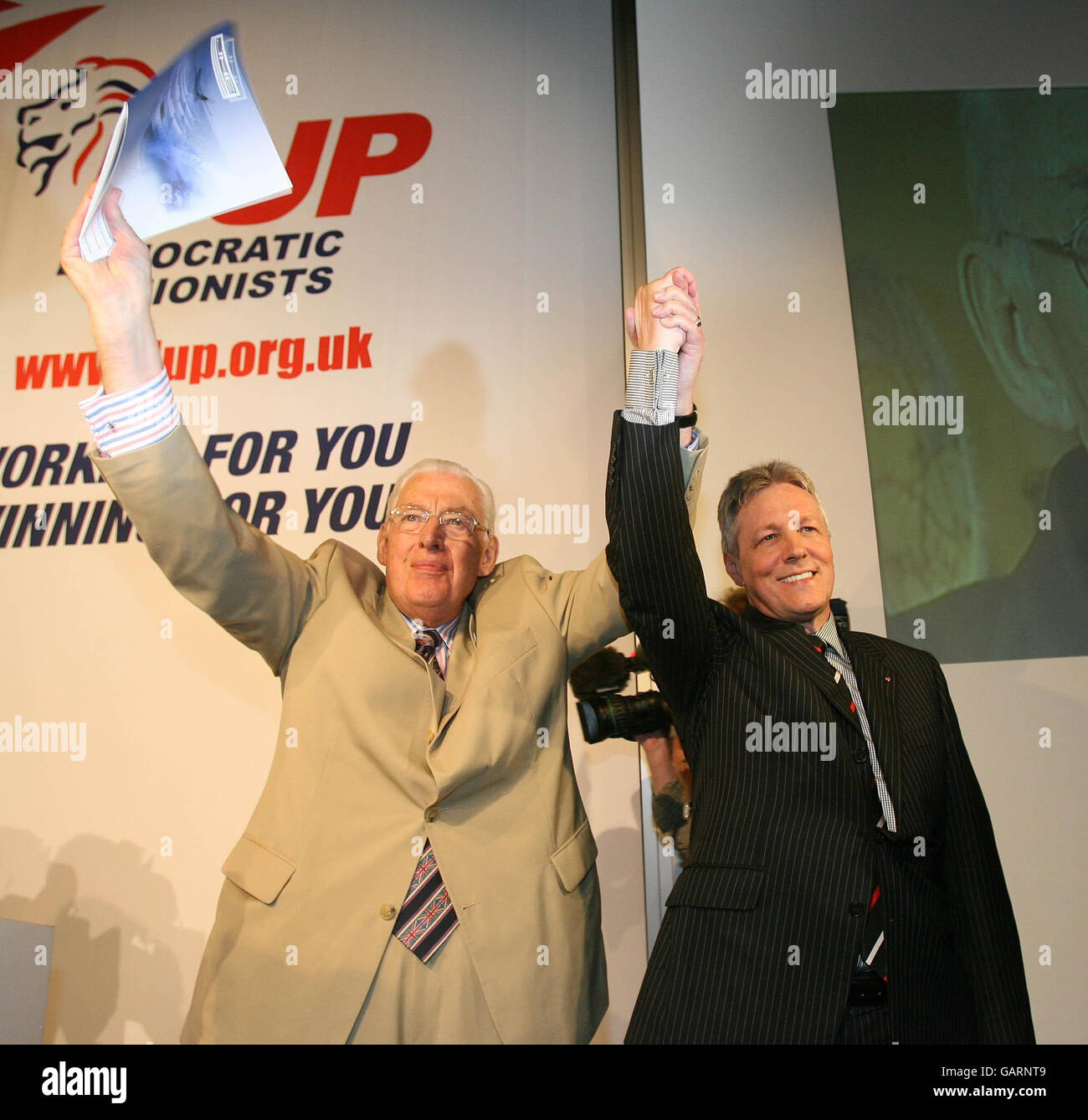 Outgoing DUP leader Ian Paisley and his deputy Peter Robinson at a ... Outgoing DUP leader Ian Paisley and his deputy Peter Robinson at a ...