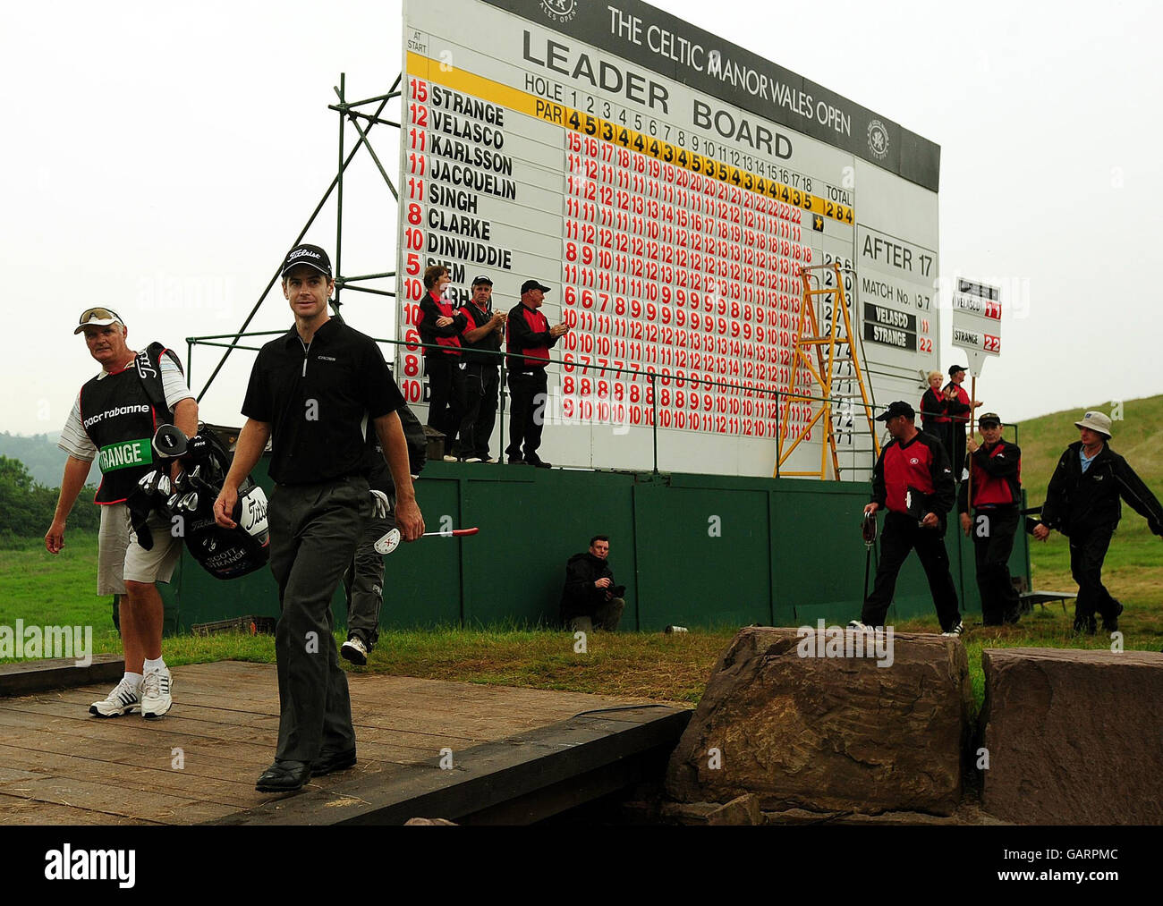 Australia's Scott Strange arrives at the 18th hole during Round Four of ...