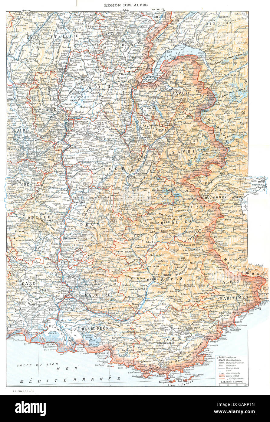 SAVOIE: Region des Alpes, 1900 antique map Stock Photo - Alamy