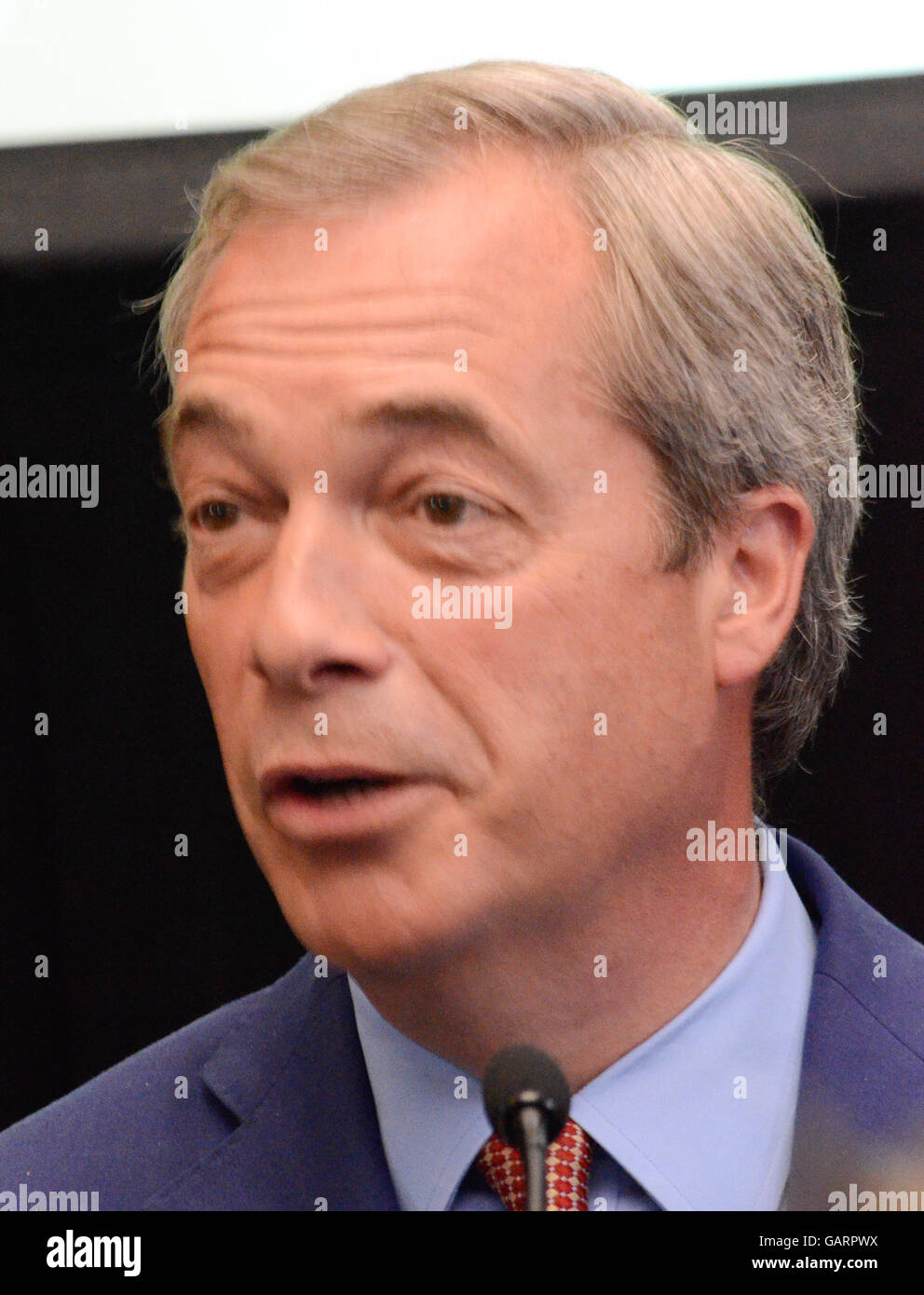 in moments Nigel Farage face is a blur of animated expression Stock ...