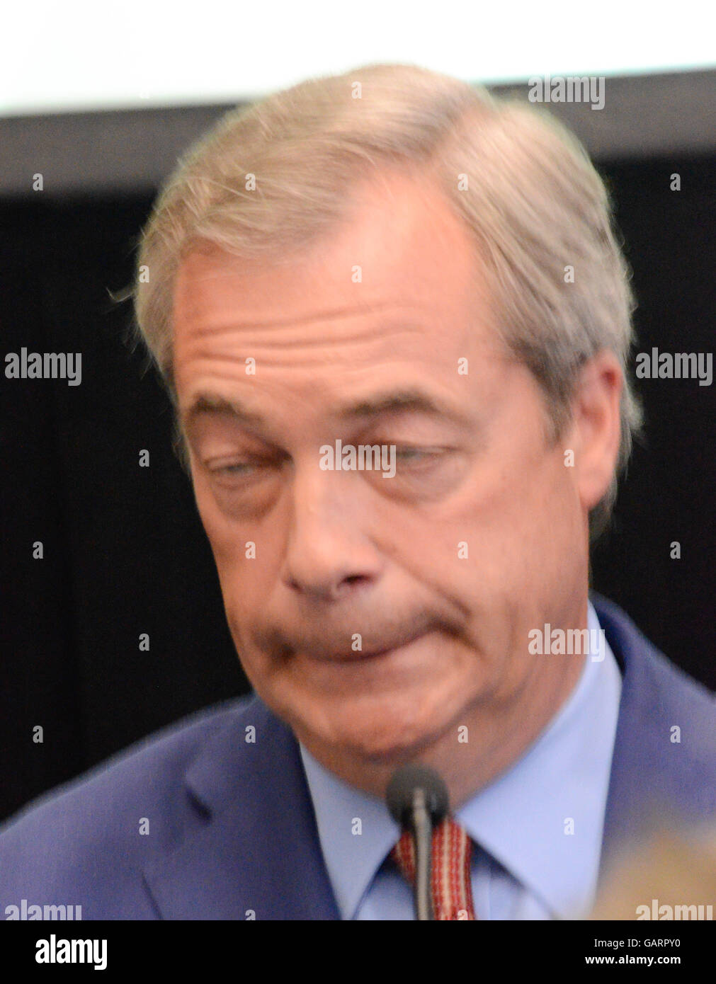in moments Nigel Farage face is a blur of animated expression Stock ...