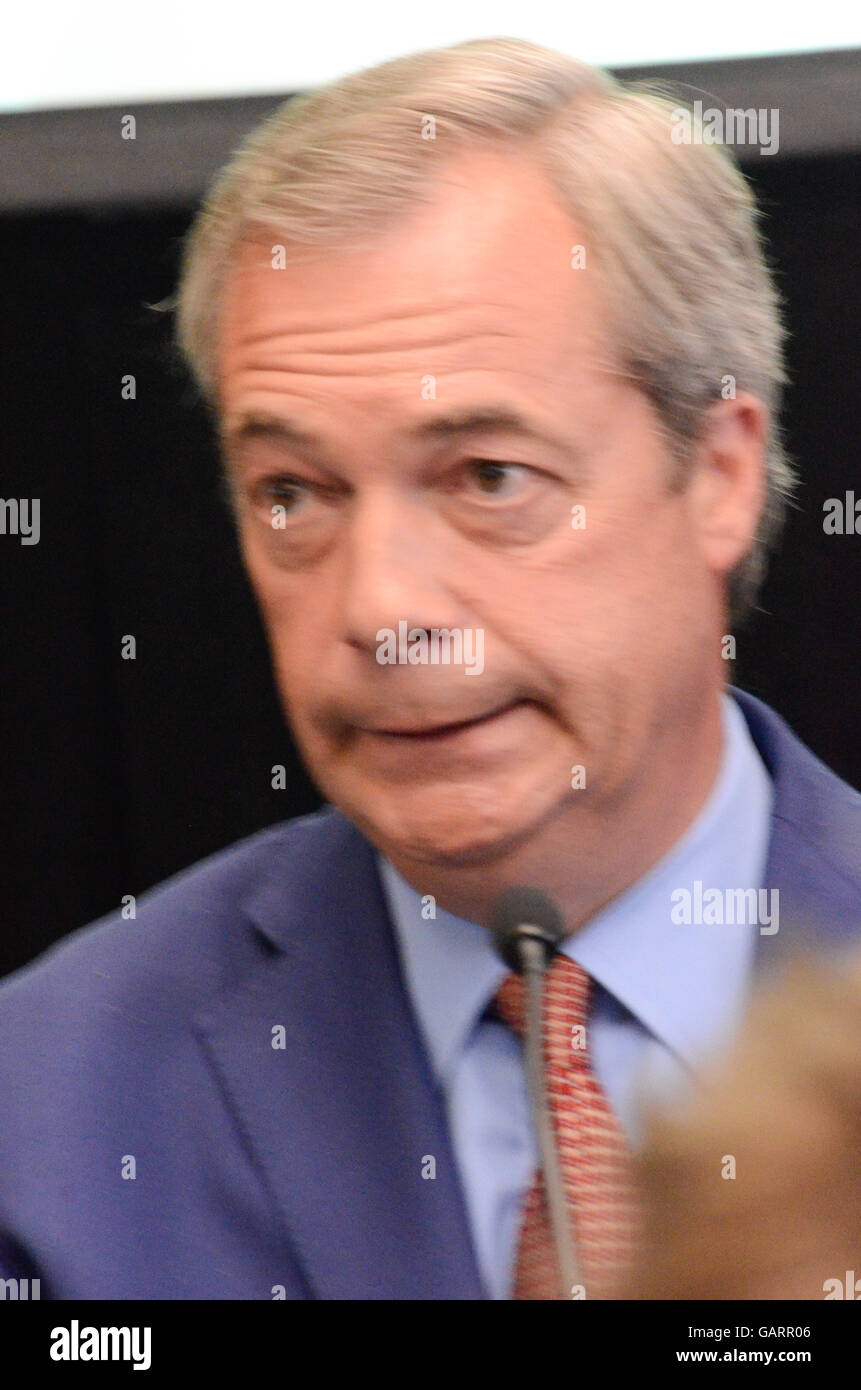 in moments Nigel Farage face is a blur of animated expression Stock ...
