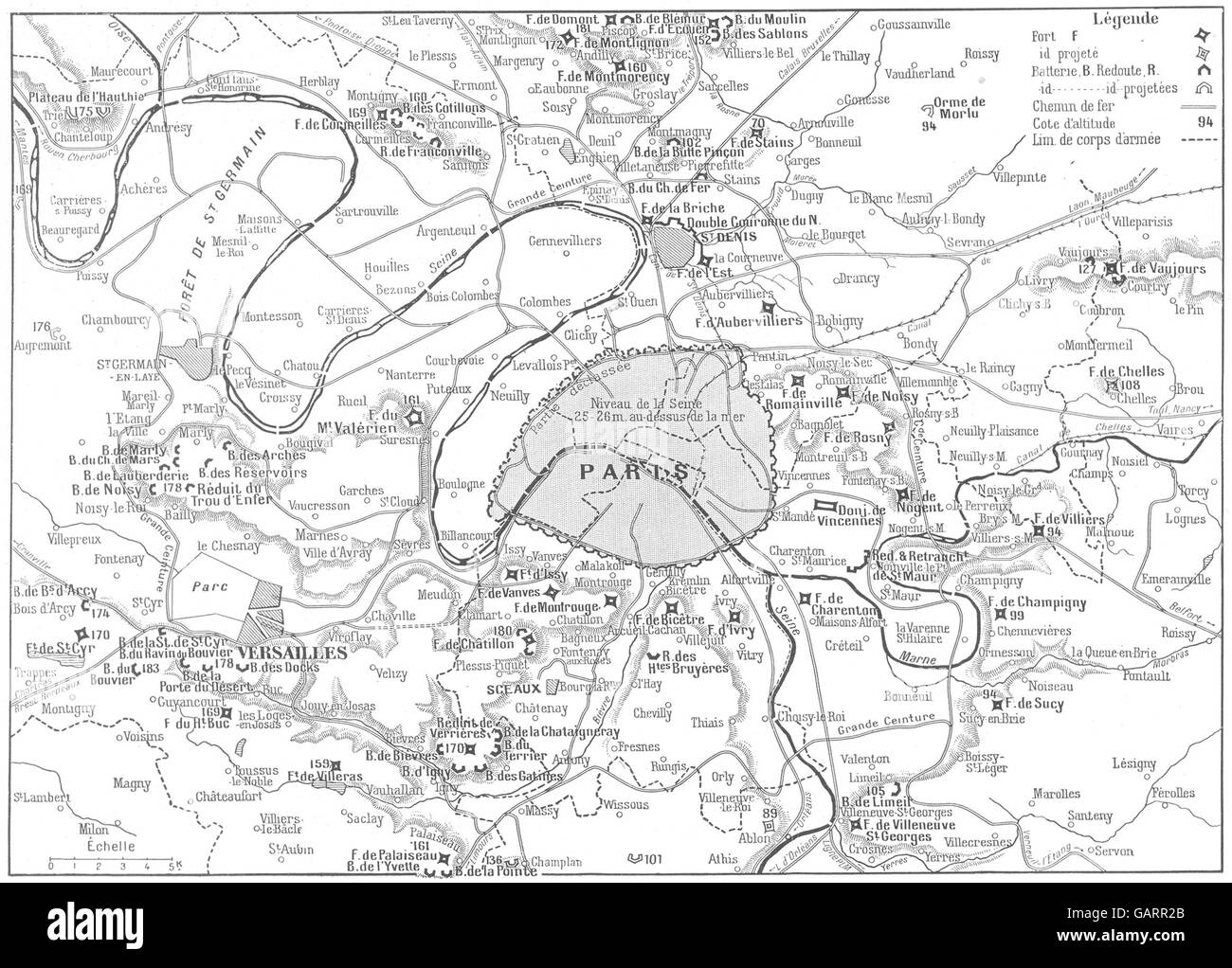 PARIS: Camp Retranché de Paris. Defences. Forts, 1900 antique map Stock ...