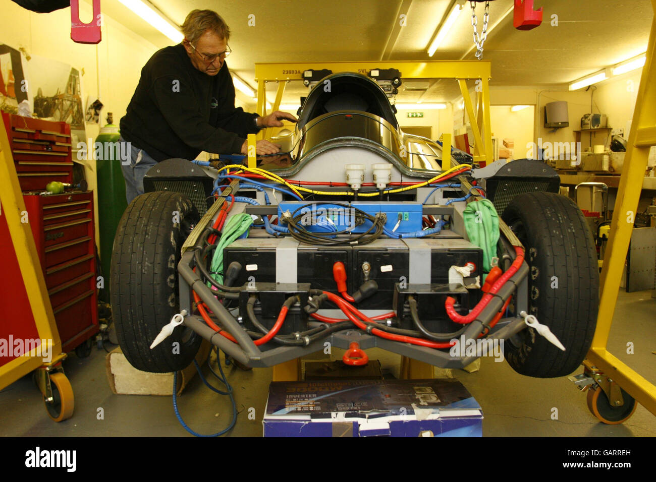 Engineer Mike Horne works on the British Steam Car currently under ...