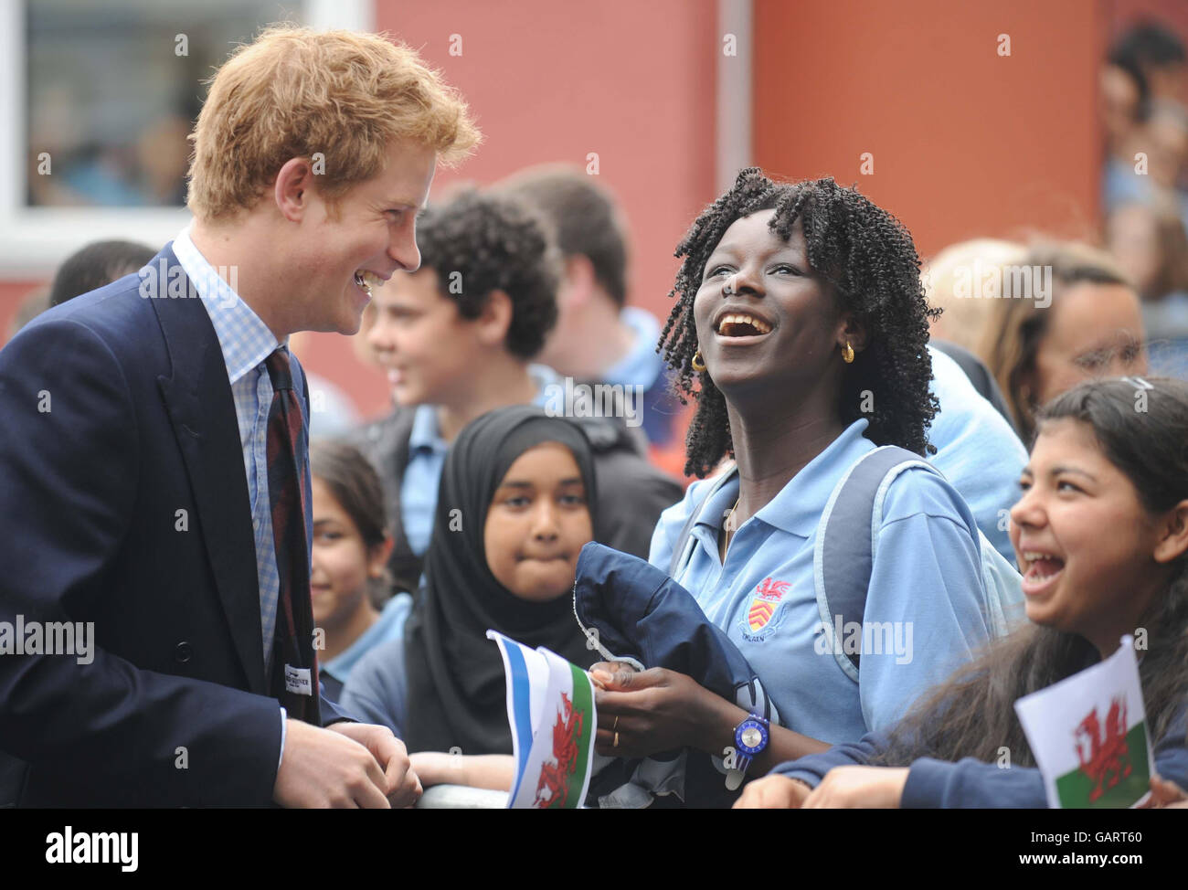 On his arrival at cathays high school in cardiff hi-res stock ...