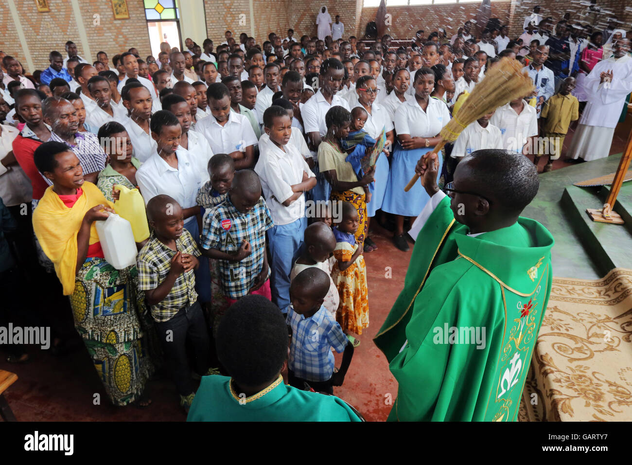 Sunday Mass in the church of the pilgrimage town KIBEHO in Rwanda ...