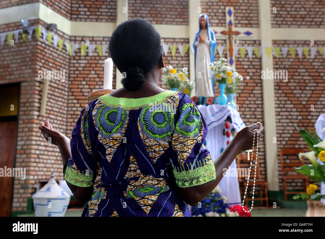 Sunday Mass in the church of the pilgrimage town KIBEHO in Rwanda ...