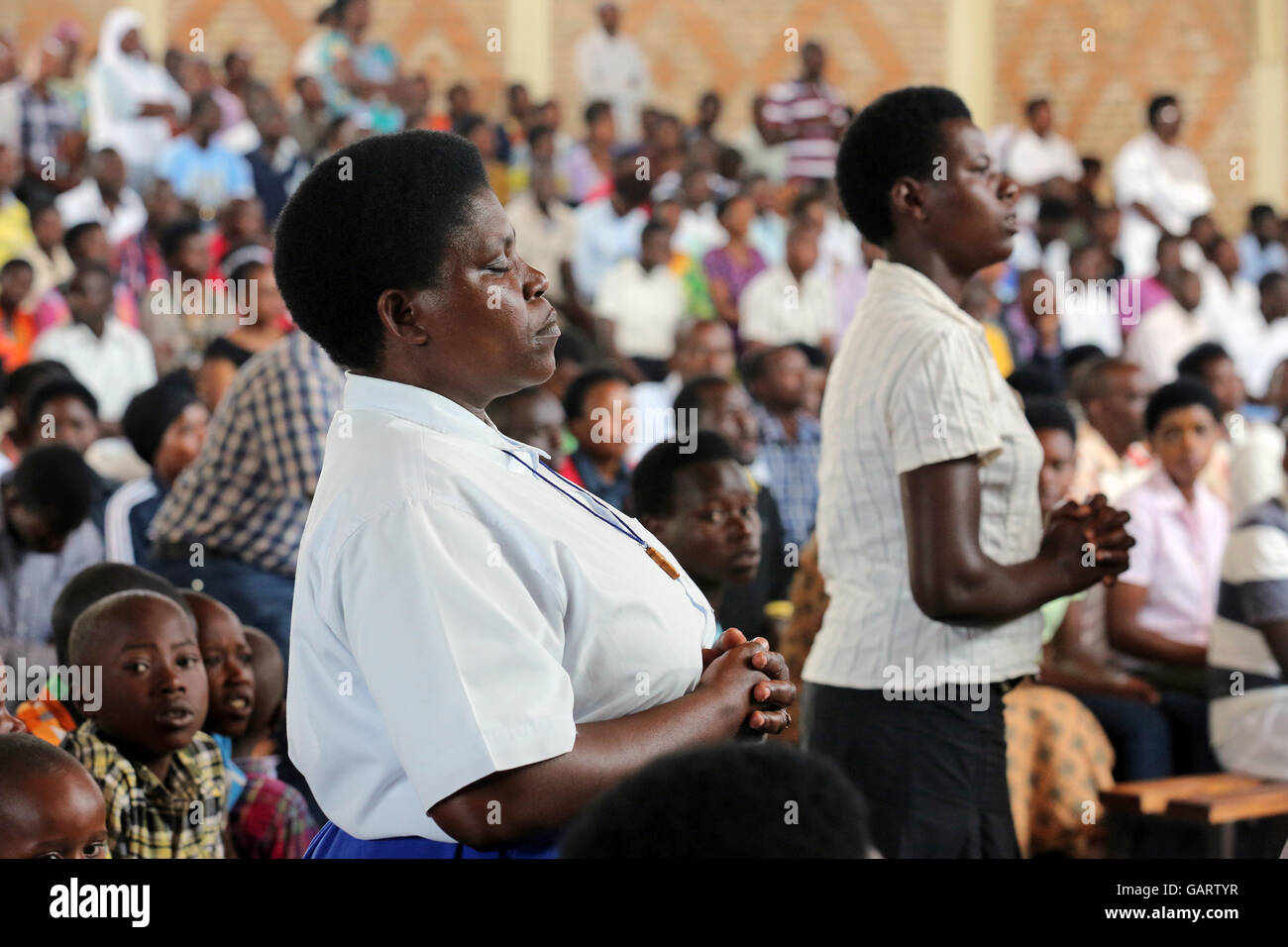 Sunday Mass in the church of the pilgrimage town KIBEHO in Rwanda ...