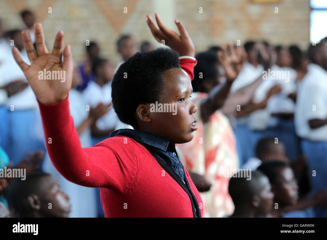 Sunday Mass in the church of the pilgrimage town KIBEHO in Rwanda ...