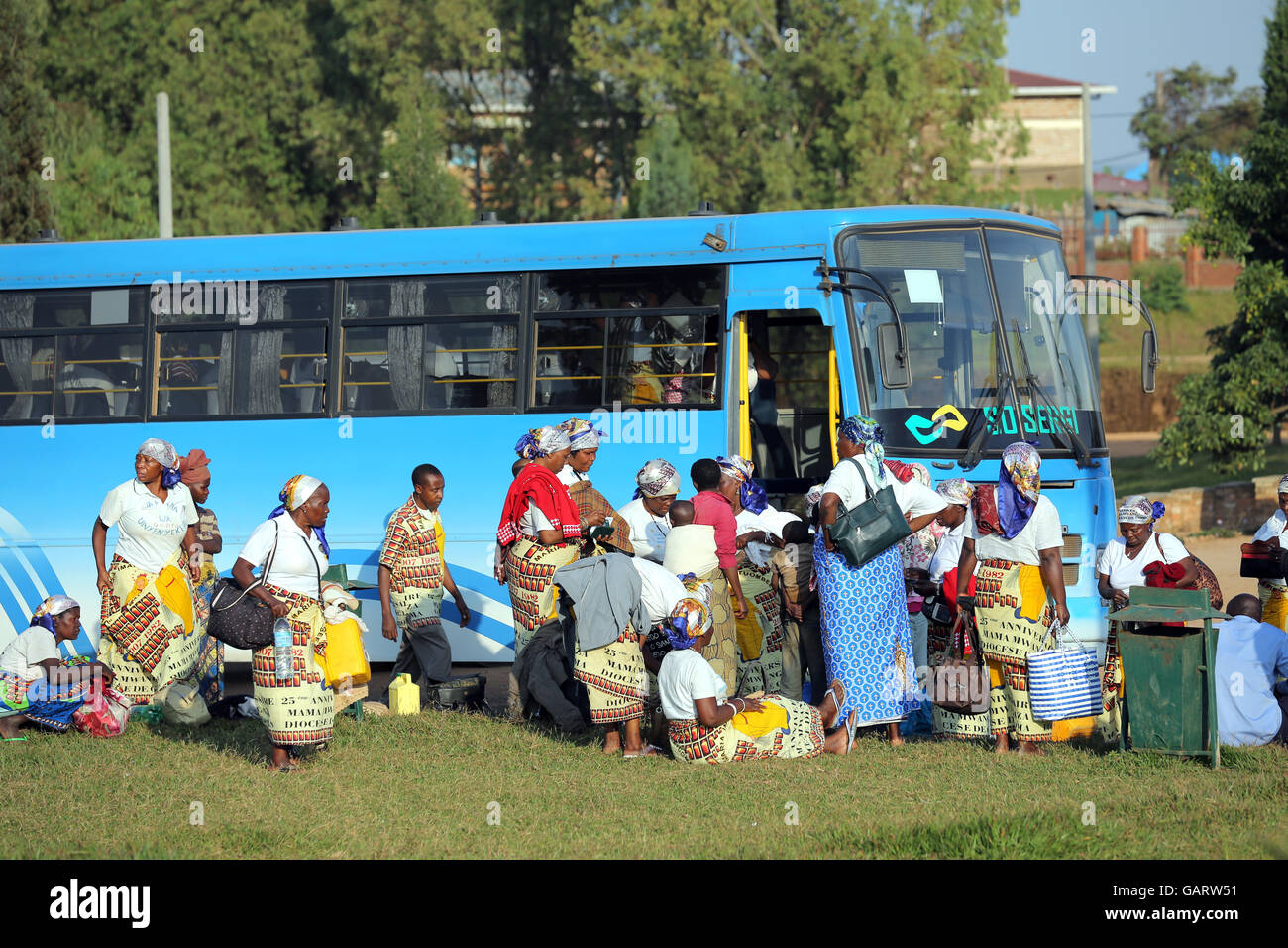 Pilgrims from Congo arrive at the pilgrimage site Kibeho in Rwanda. In ...